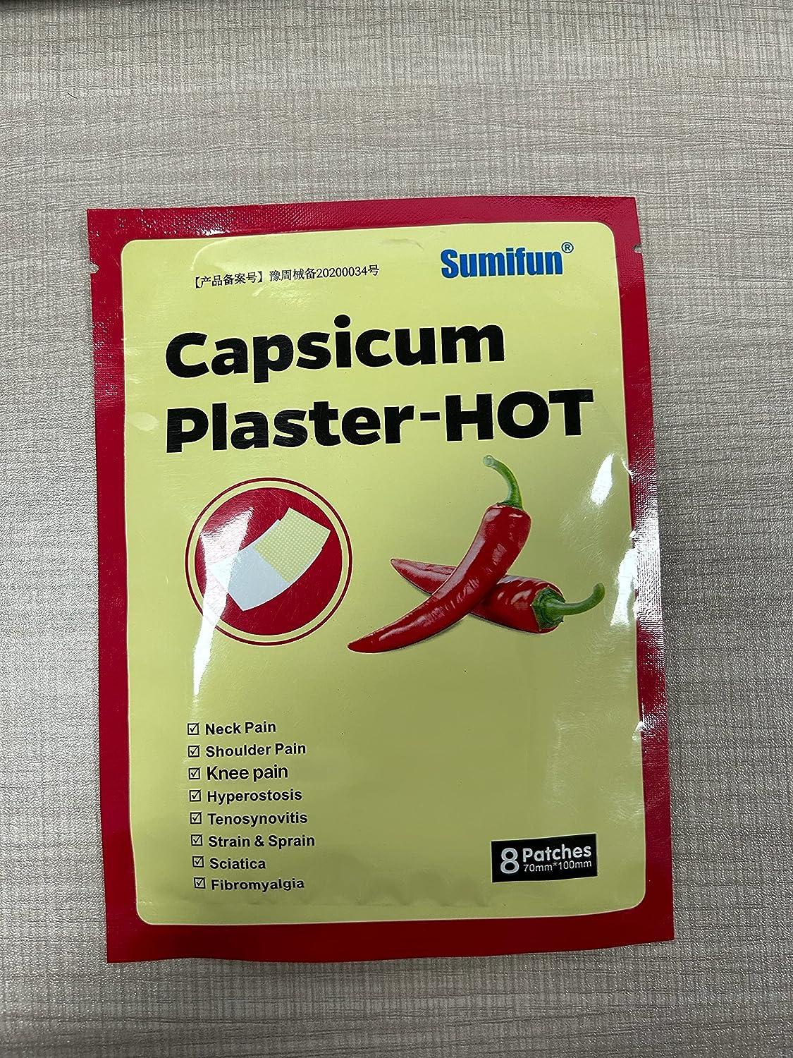 Sumifun Pain Relief Patches - 112 Hot Capsicum Plasters for Knees, Back ...