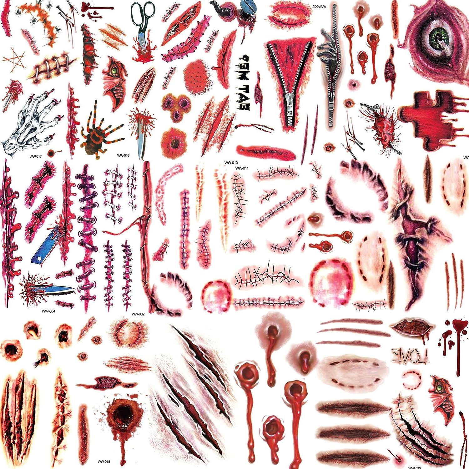 Billzar Halloween Fake Scars Tattoos Kit - 138+ PCS for Men, Women, and ...