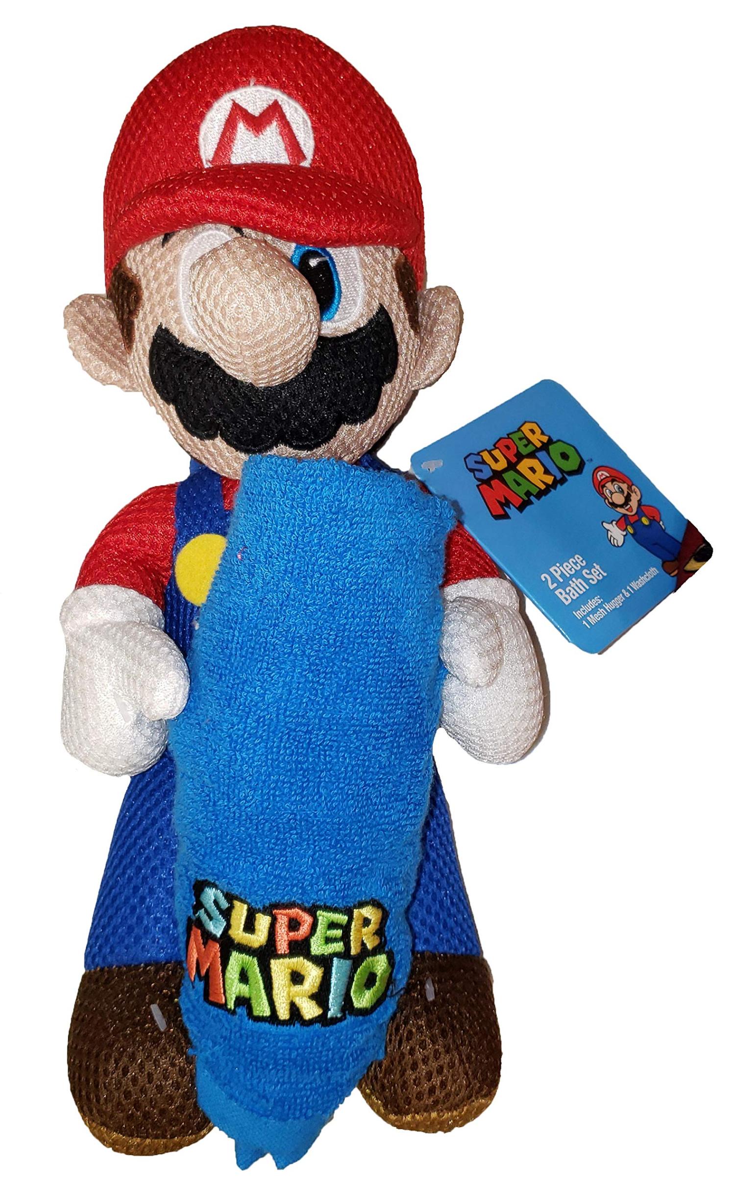 Super Mario 2 Piece Bath Set: Mesh Hugger & Washcloth by Jay Franco ...