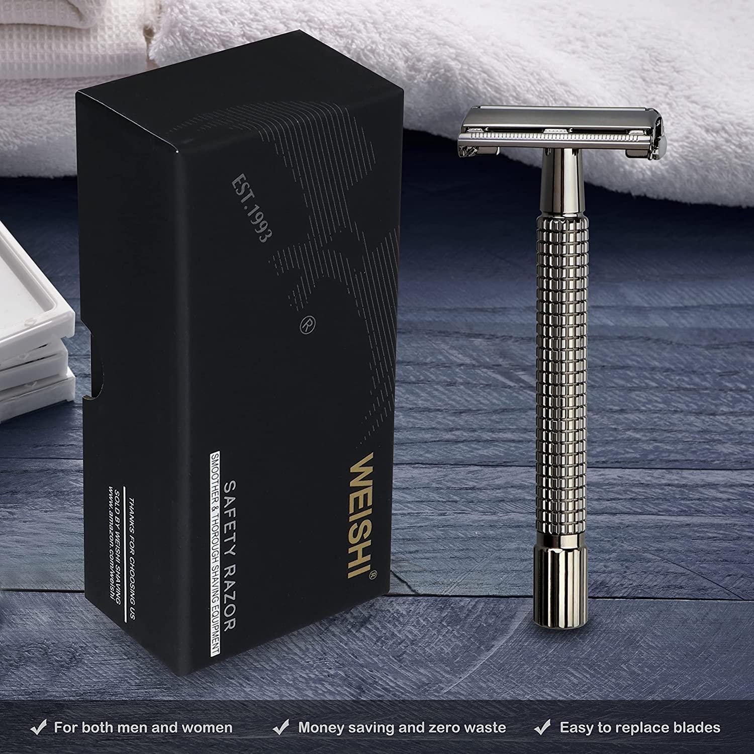 WEISHI Double Edge Safety Razor | Long Handle Butterfly Open Razor ...