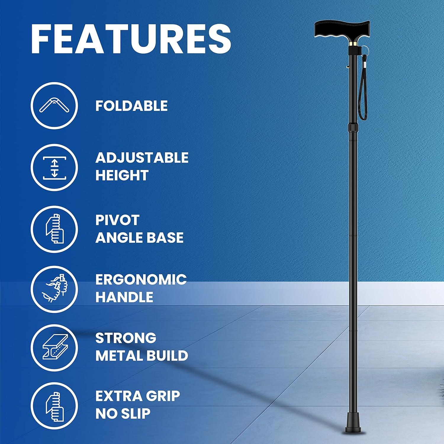 Andvari's Adjustable Collapsible Walking Stick for Men & Women ...