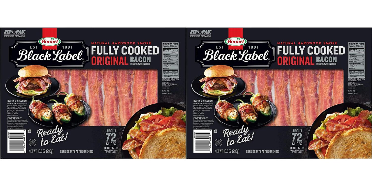 Hormel Black Label Fully Cooked Bacon (144 Slices) - Pack of 2 | Ready ...