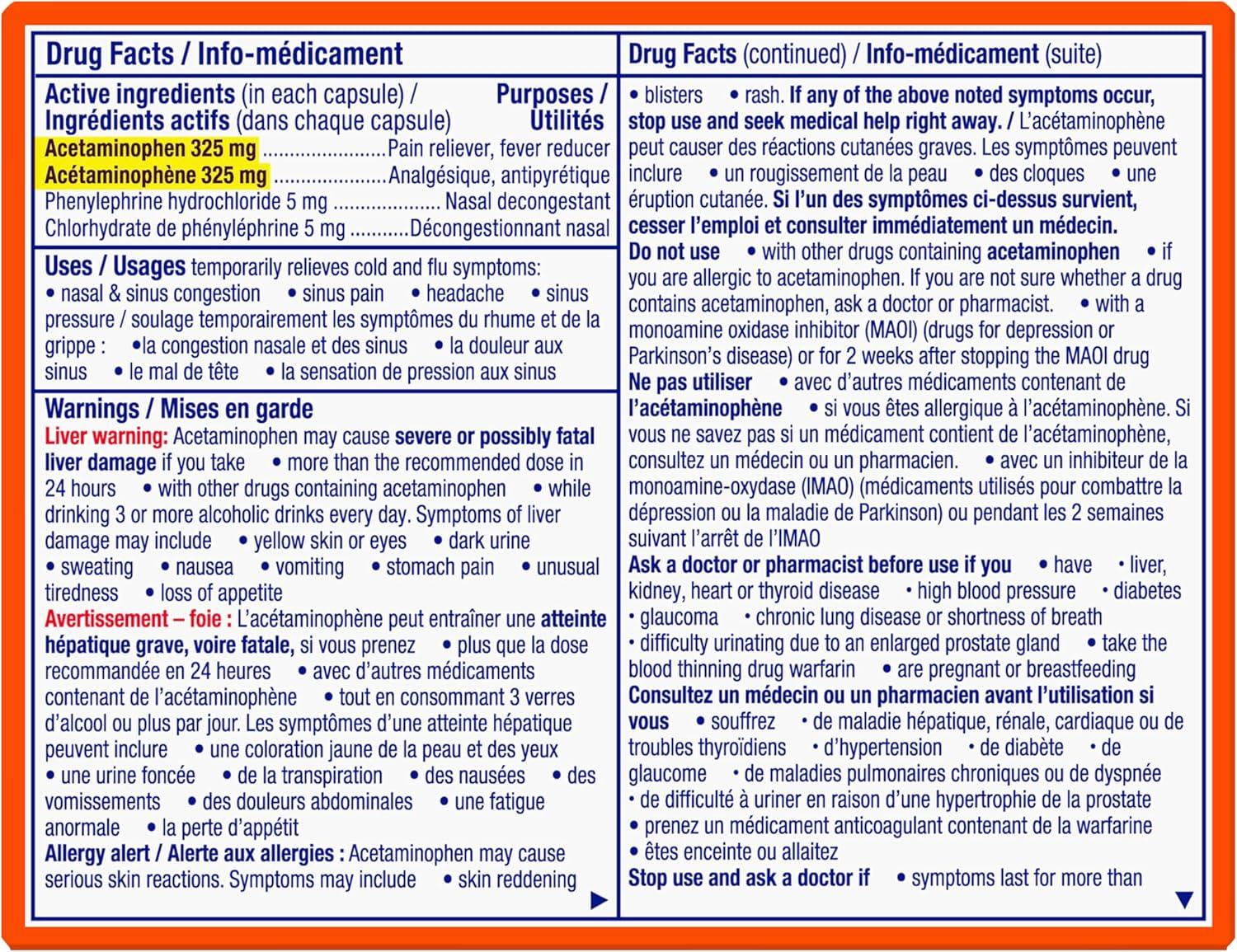 Vicks DayQuil Sinus Relief Liquicap Medicine Liquid Capsules Non-Drowsy ...