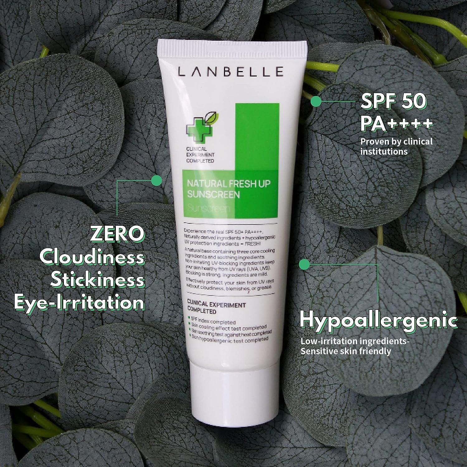 LANBELLE Fresh Up Soothing and Cooling Sunscreen SPF 50+ PA++++ - 2.53 fl oz - For Men and Women ...