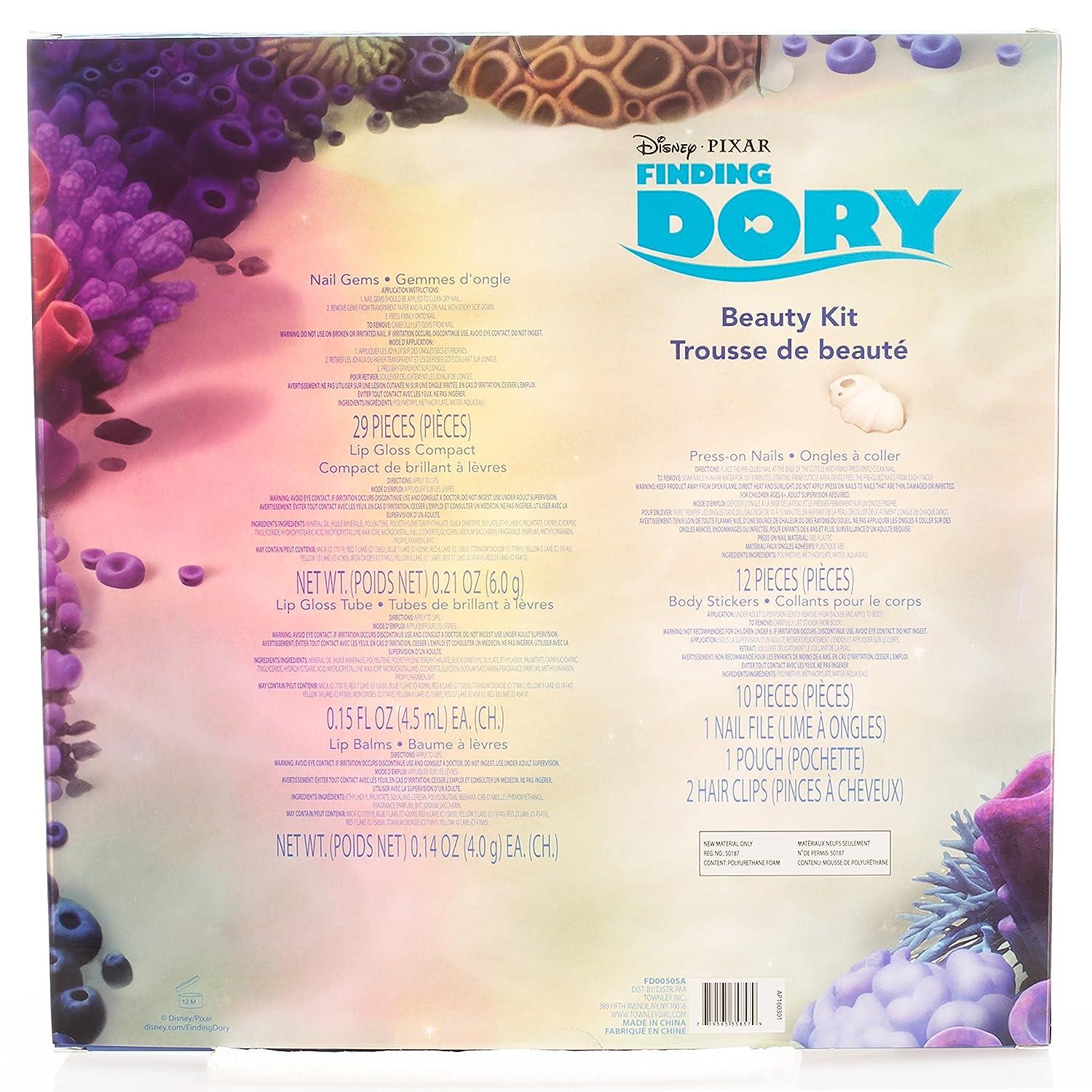 Disney Pixar Finding Dory Beauty Kit: Lip Gloss, Balm, Press-On Nails ...