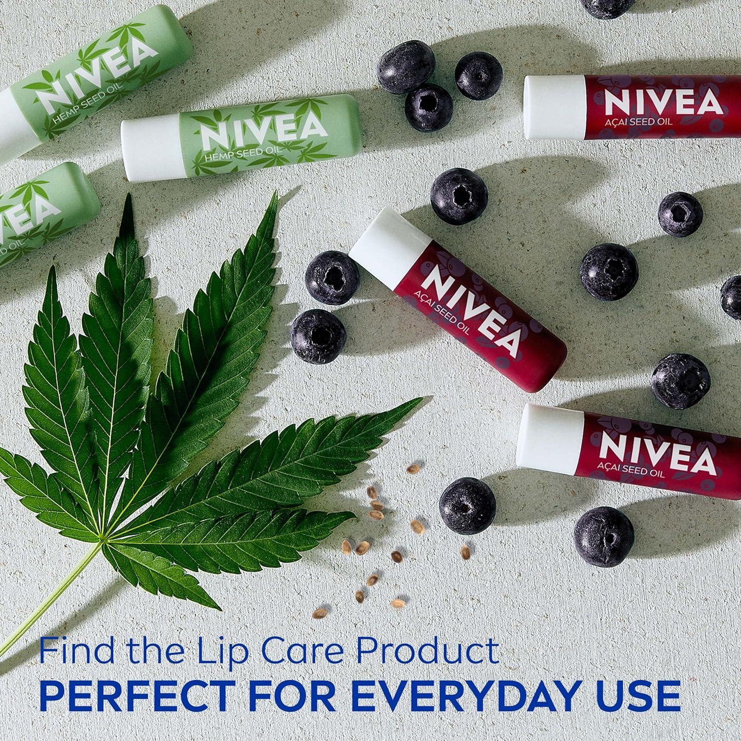 NIVEA Vegan Lip Care Variety Pack - Acai Seed Oil & Hemp Seed Oil Shea ...