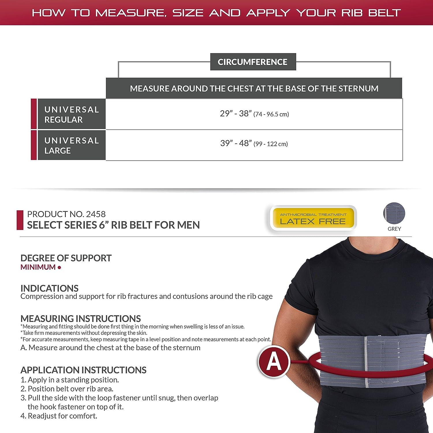OTC Rib Belt for Men - 6-Inch Elastic Large Chest Compression - Select ...