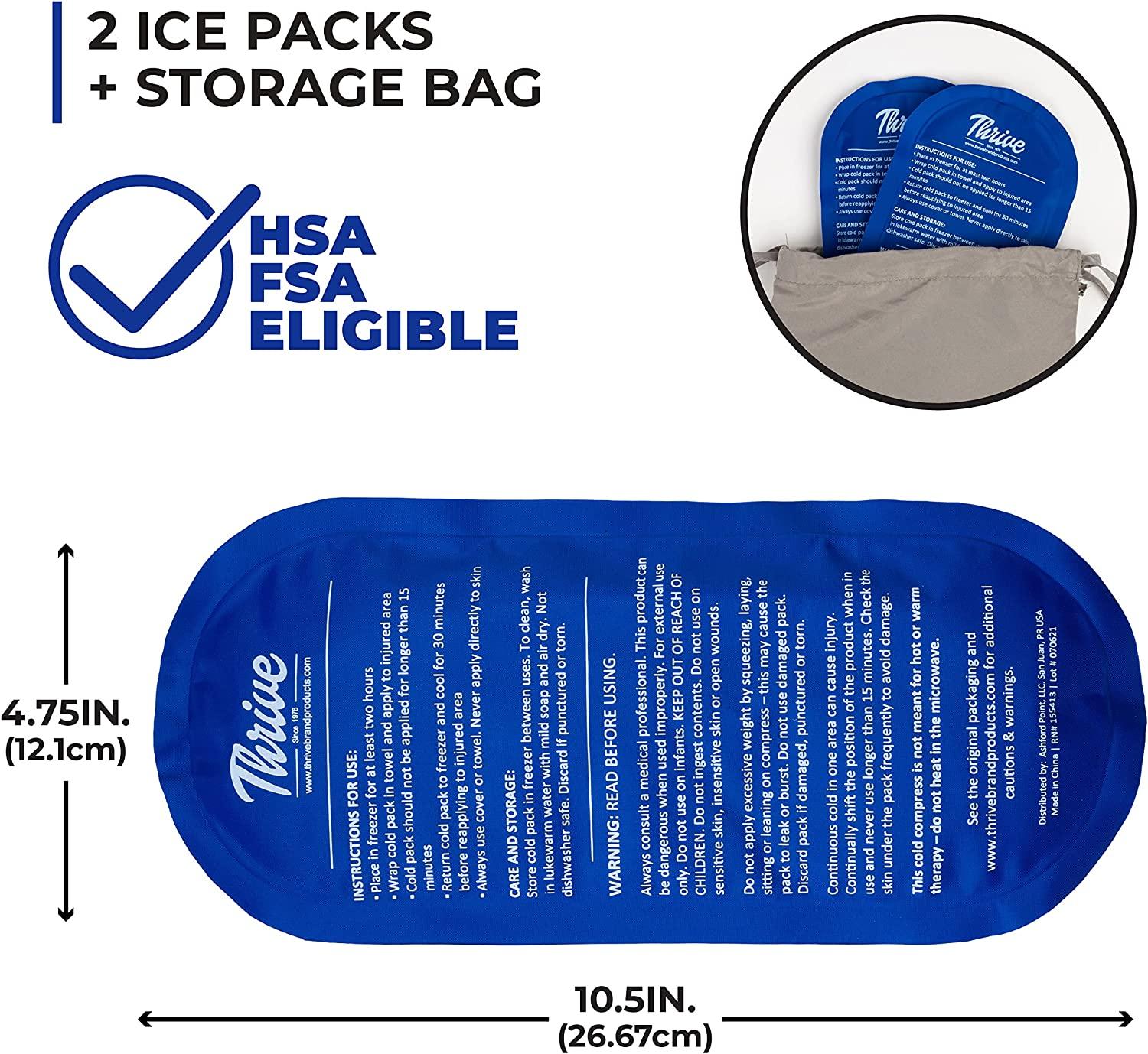 Thrive Cold Compress Ice Packs (2 Count) - Reusable Soft Gel Ice Pack ...