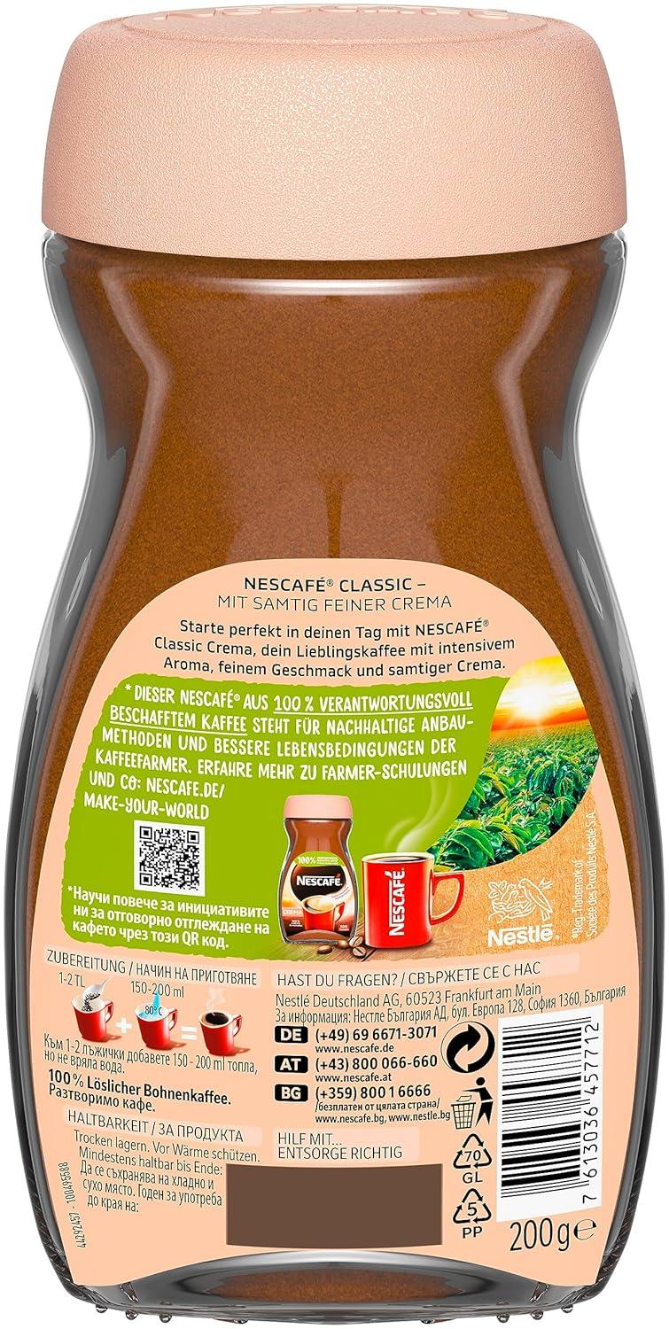 Nescaf Classic Crema 200g | Strong Instant Coffee with Velvet Crema ...