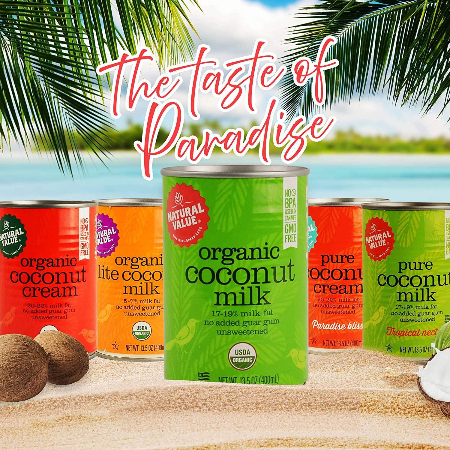 Natural Value Organic Coconut Milk 13.5oz Cans - Pack of 12 | USDA ...