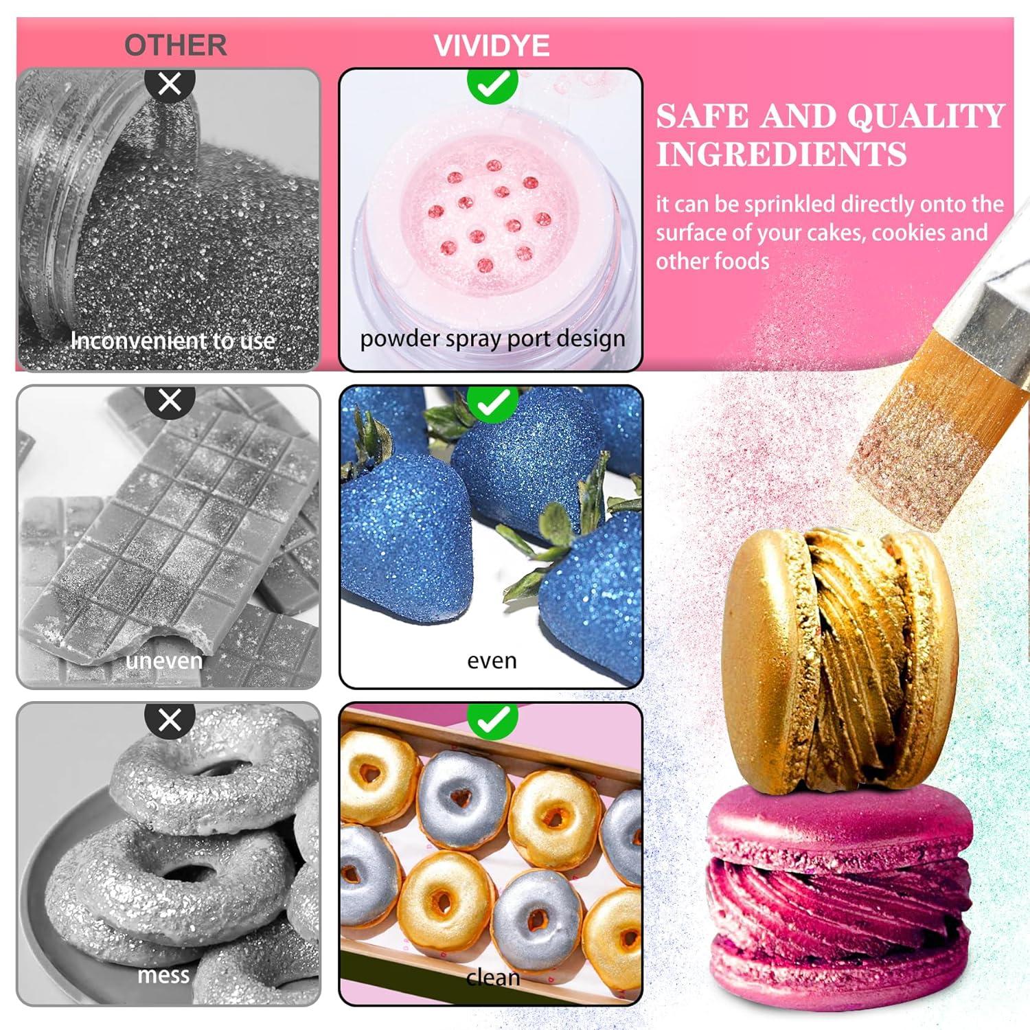 Glitter Edible Glitter Powder - 4 Colors for Drinks Food & Cakes ...