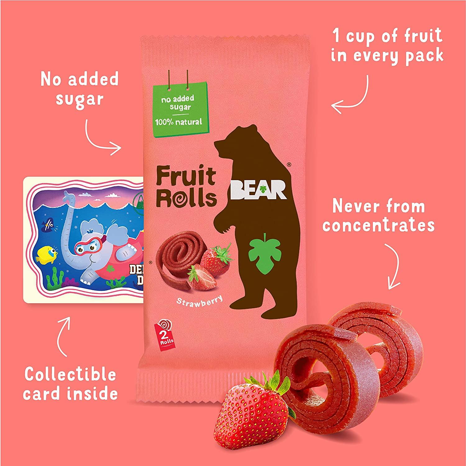 BEAR Strawberry Real Fruit Snack Rolls - Gluten Free, Vegan, Non-GMO ...