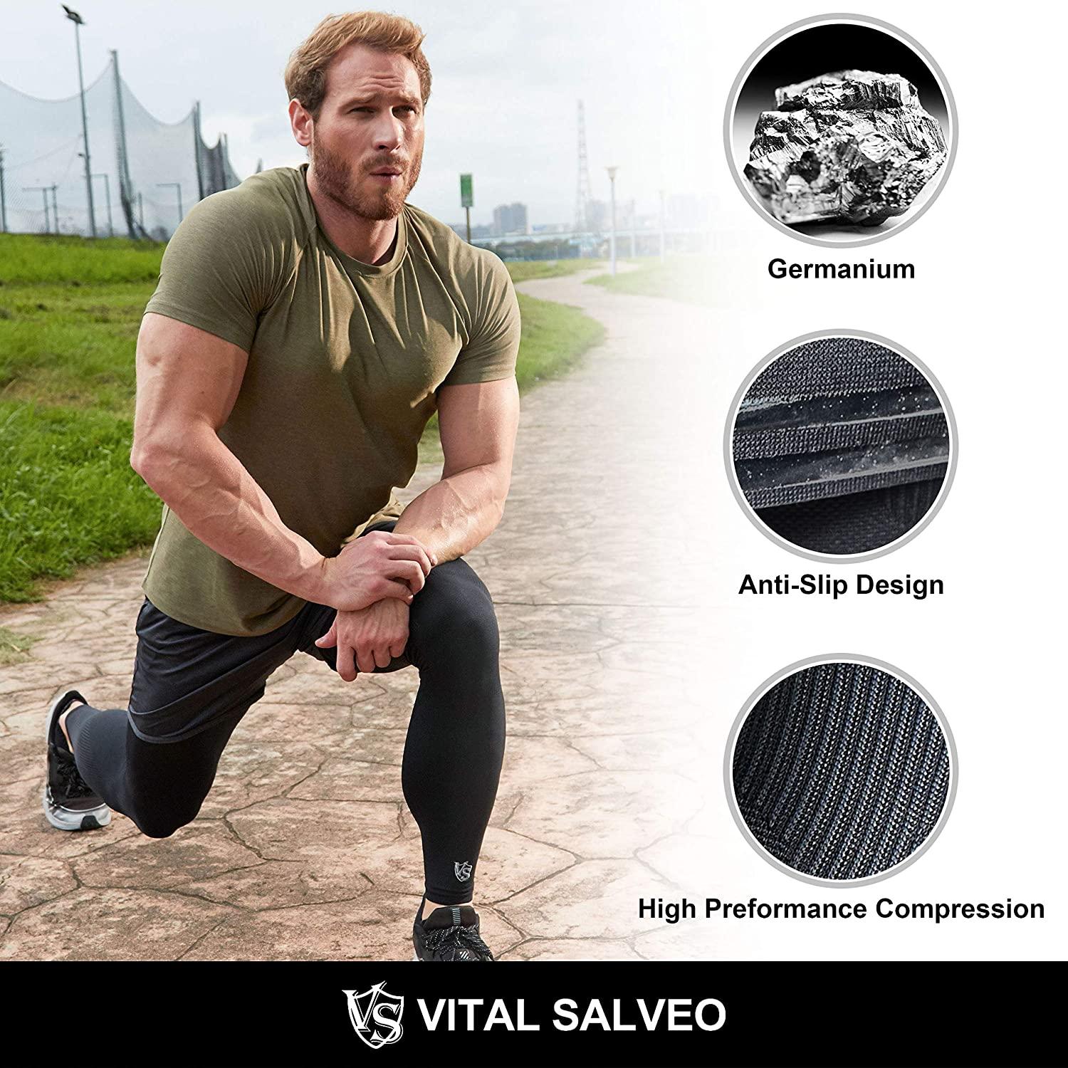 Vital Salveo Germanium Compression Leg Sleeve - X-Large Black - Support for Basketball ...