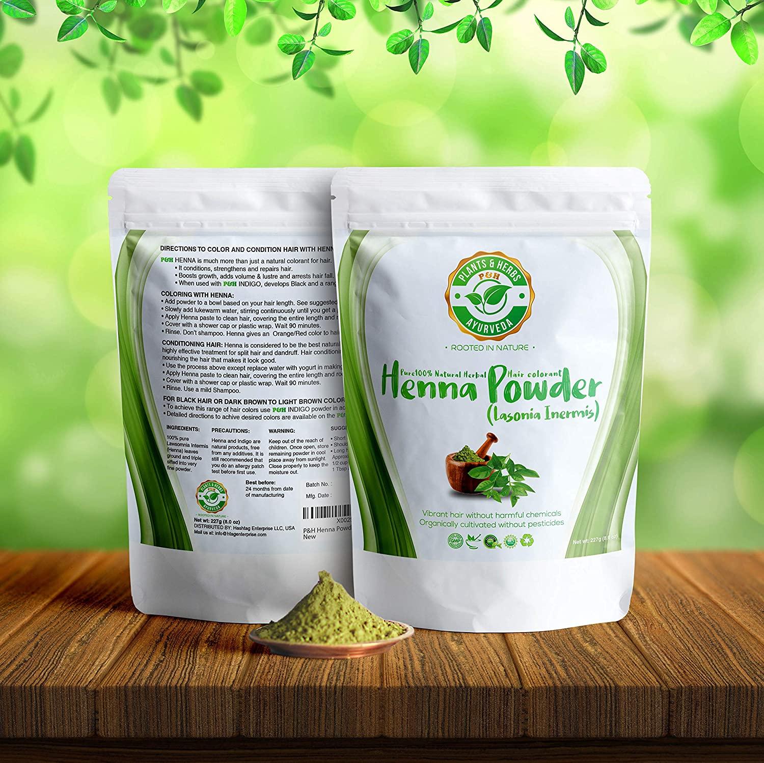 Organic Ayurvedic Herbal Henna Powder for Hair & Beard Dye - 100% Pure ...