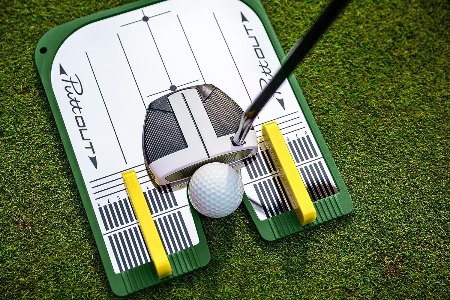 PuttOut Putting Mirror Trainer with Alignment Gate in Yellow/Green ...