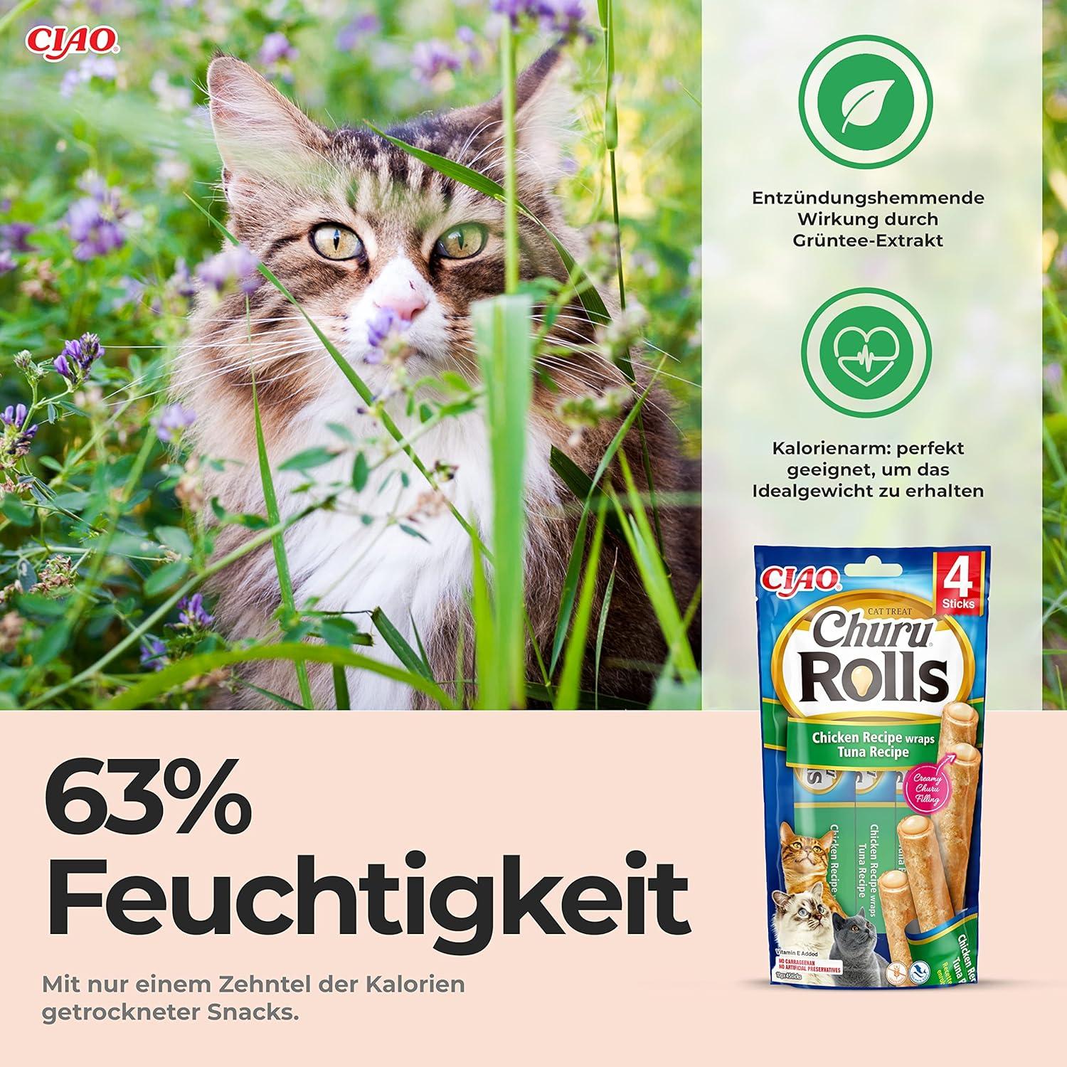 Inaba Churu Rolls - Gourmet Cat Treats with Creamy Tuna & Chicken ...