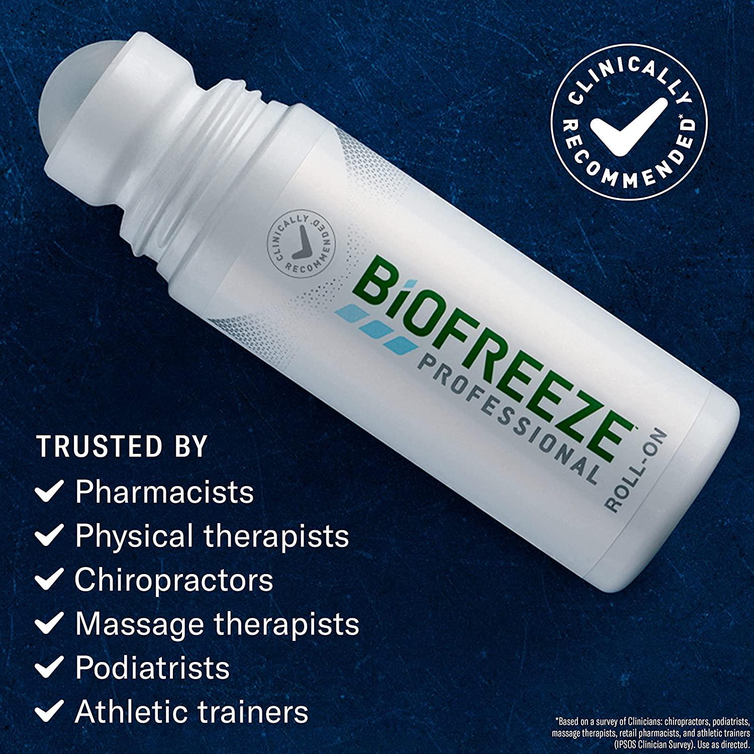 Biofreeze Professional Roll-On Pain Relief Gel 3 oz - Colorless Formula - Fast-Acting Relief ...