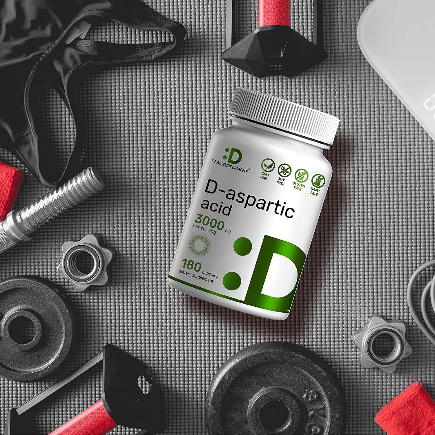 DAA D-Aspartic Acid 3000mg | 180 Capsules | Non-GMO | Gluten Free ...