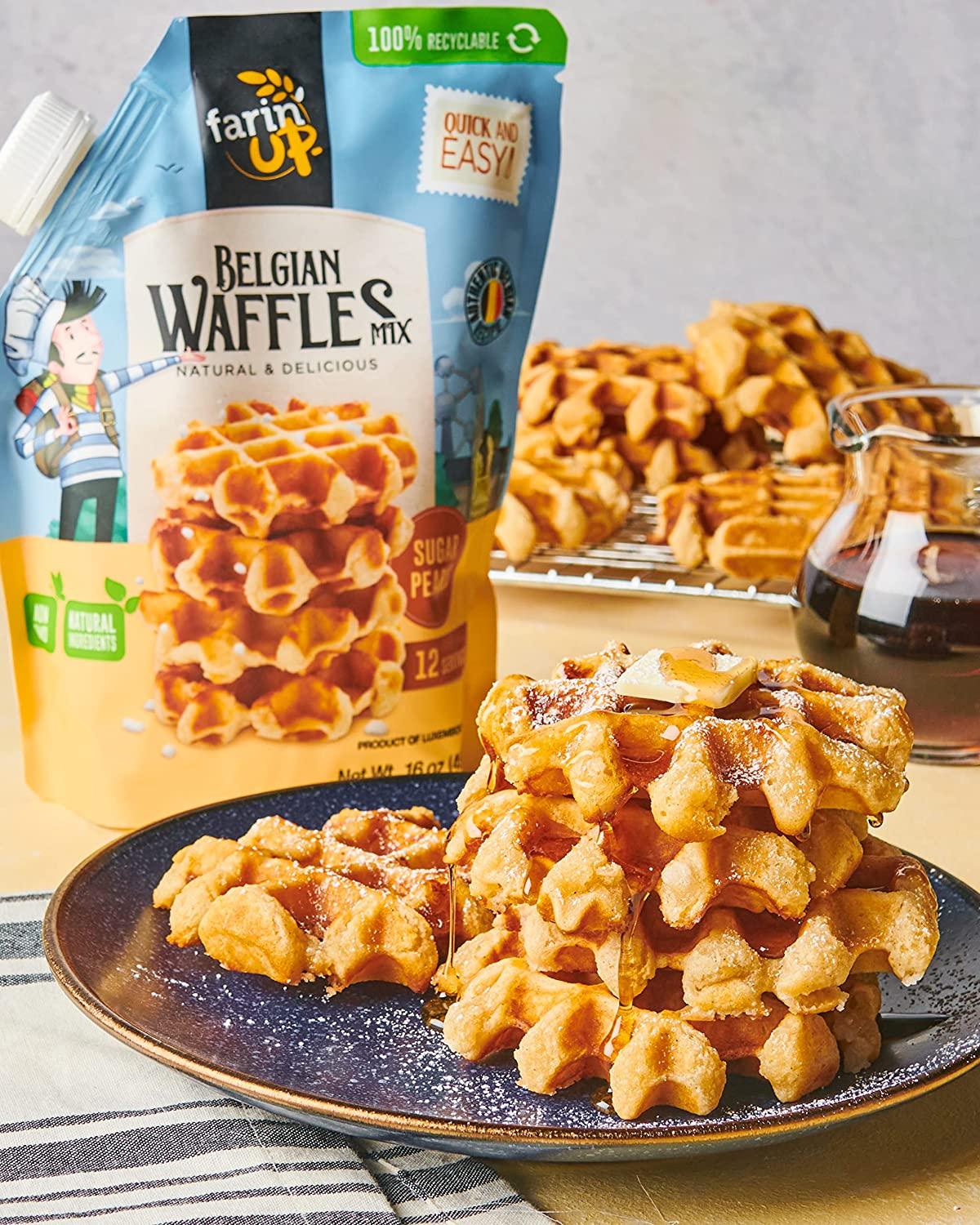 Belgian Waffle Mix with Sugar Pearls - 16oz Pack | Resealable & 100% ...