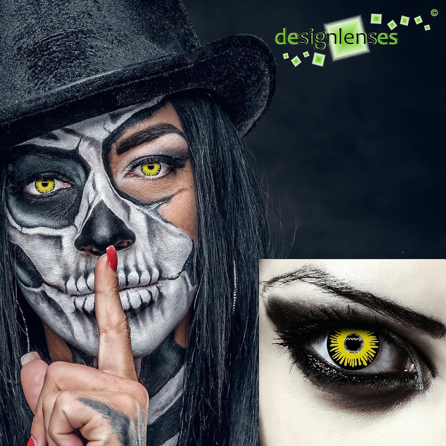 Buy Yellow Black Halloween Costume Contact Lenses - Soft Horror Clown ...