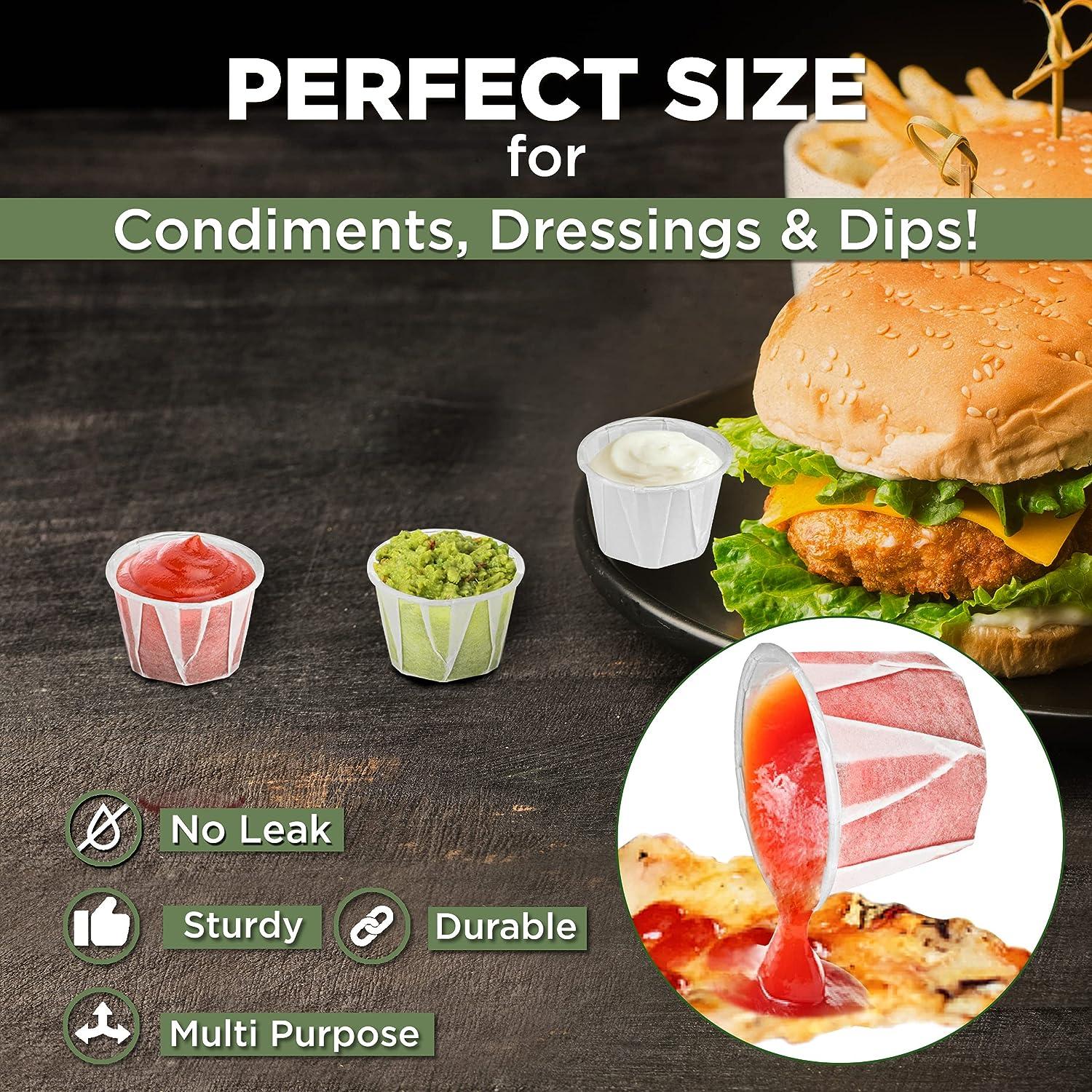 500 Pack 1.25 oz Treated Paper Souffle Portion Cups - White Disposable ...