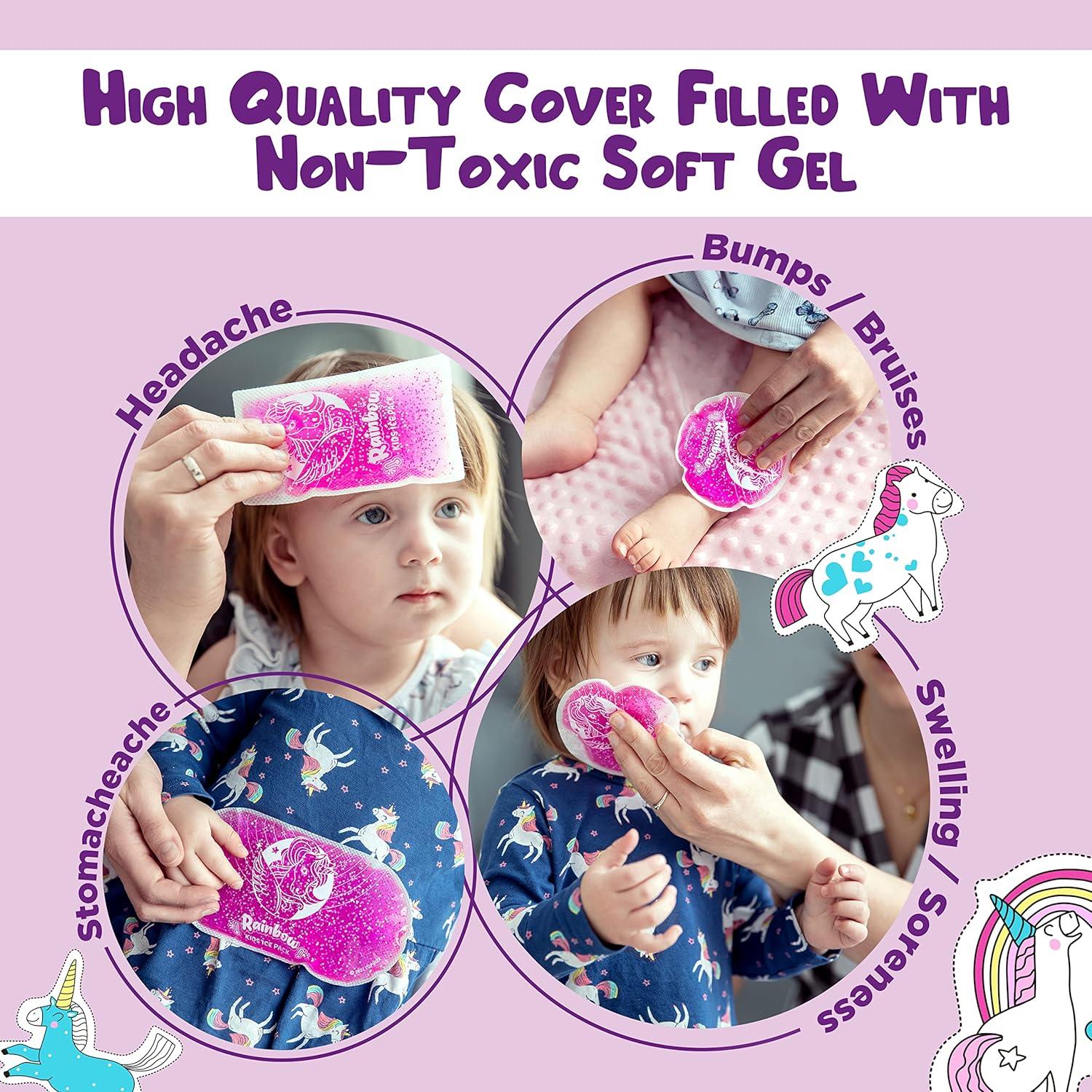 Kids Unicorn Ice Packs - Reusable Boo Boo Relief Set for Toddlers ...