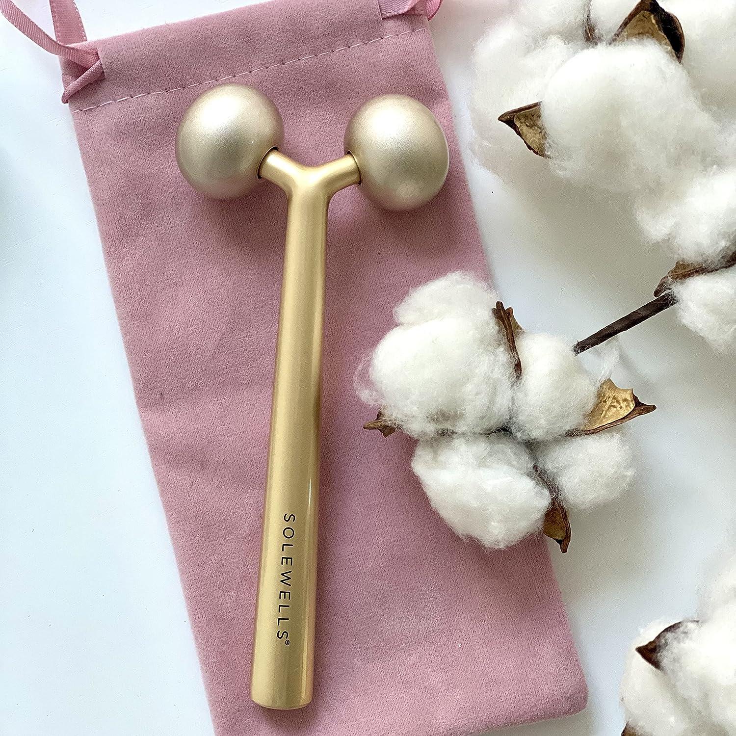 Gold Facial Cooling Roller Massager for Jawline Contouring, Lymphatic ...