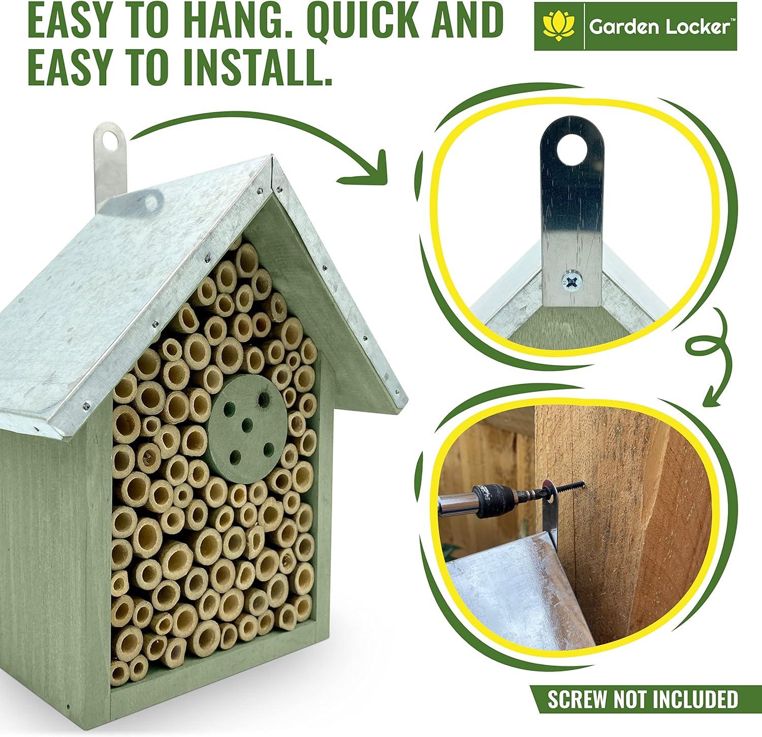 Garden Locker Wild Bee House Insect Home Bug Hotel in Green with Metal ...