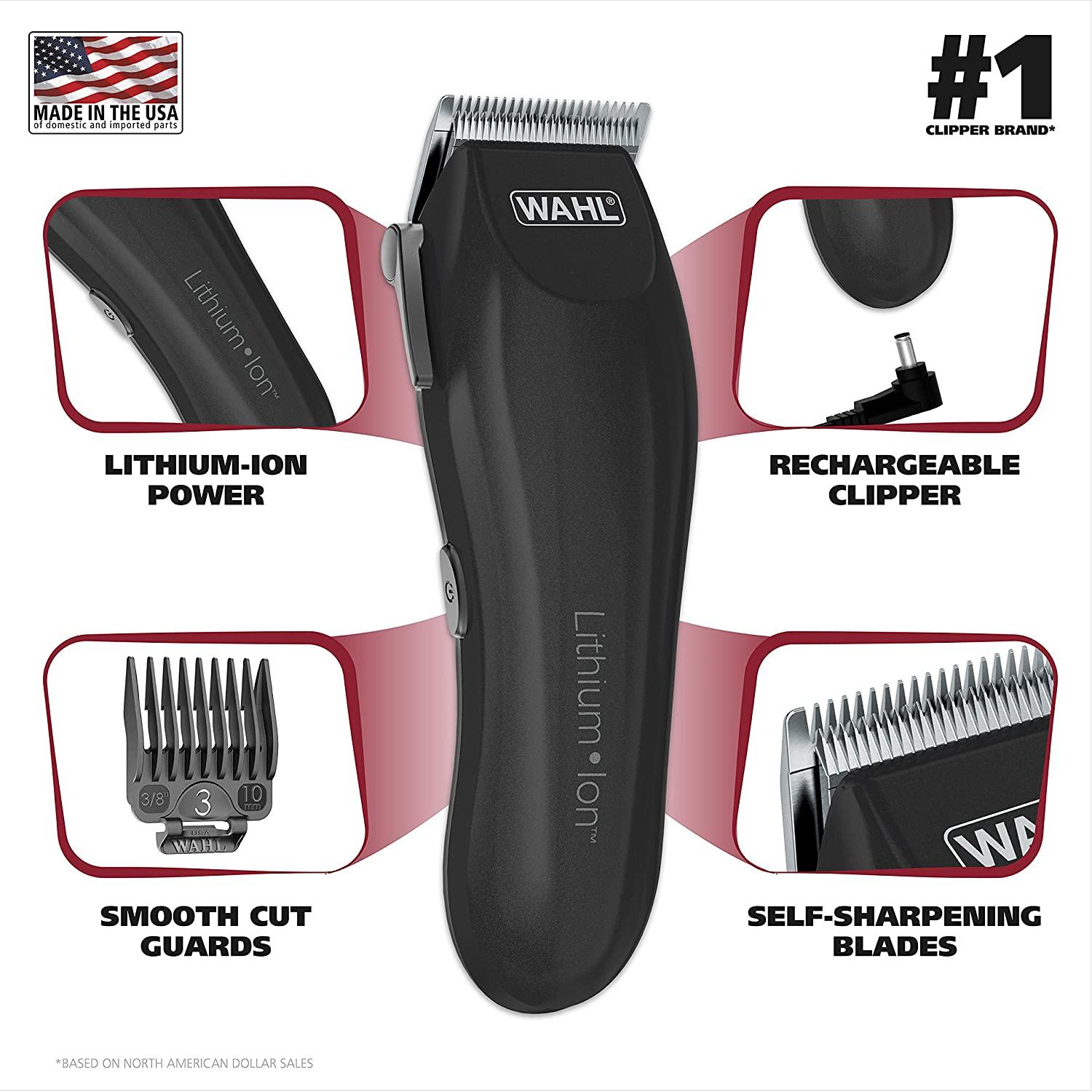 Wahl Clipper Lithium-Ion Cordless Haircutting Kit - Rechargeable ...