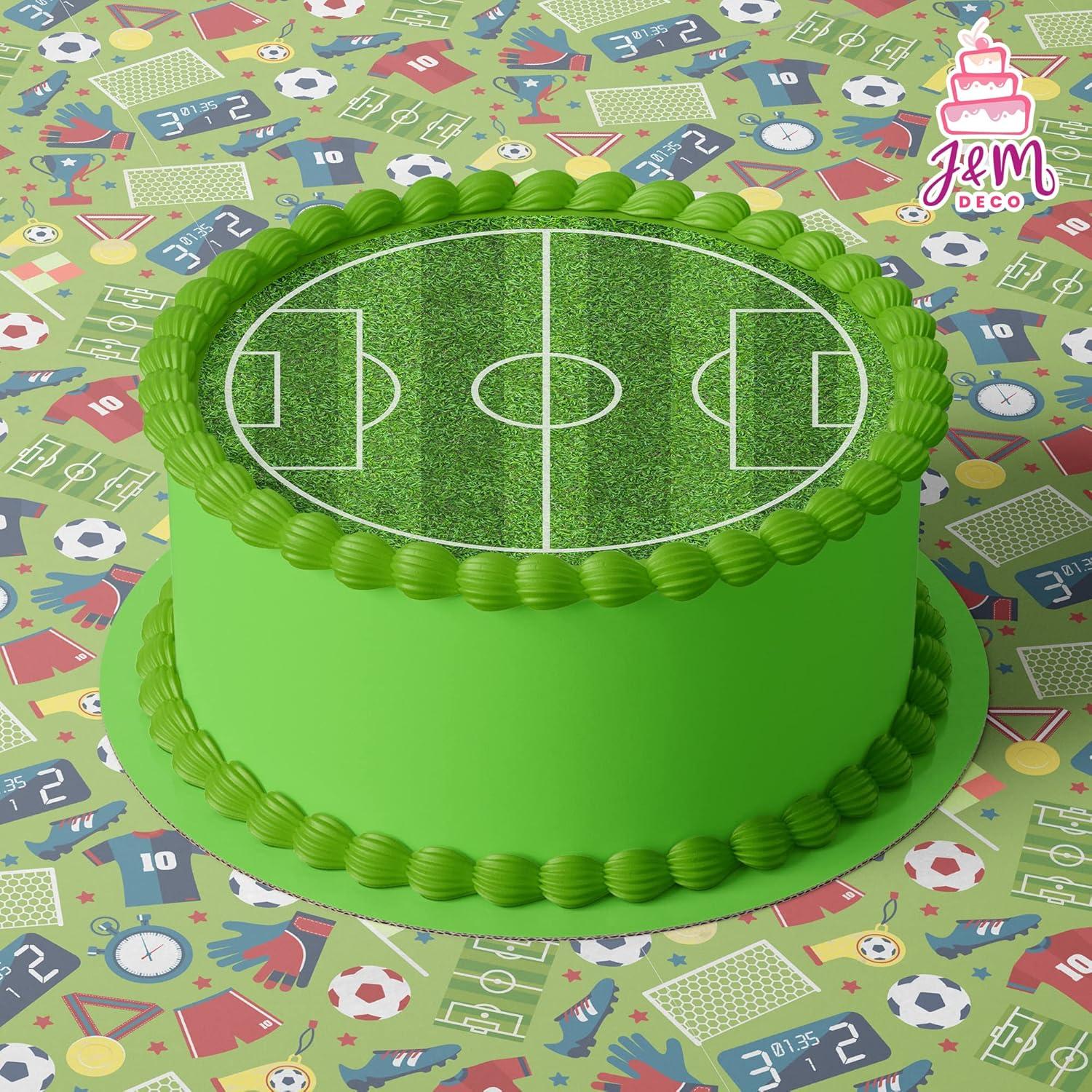 J & M Deco Edible Cake Topper - Football Birthday Cake Decoration 20 cm ...
