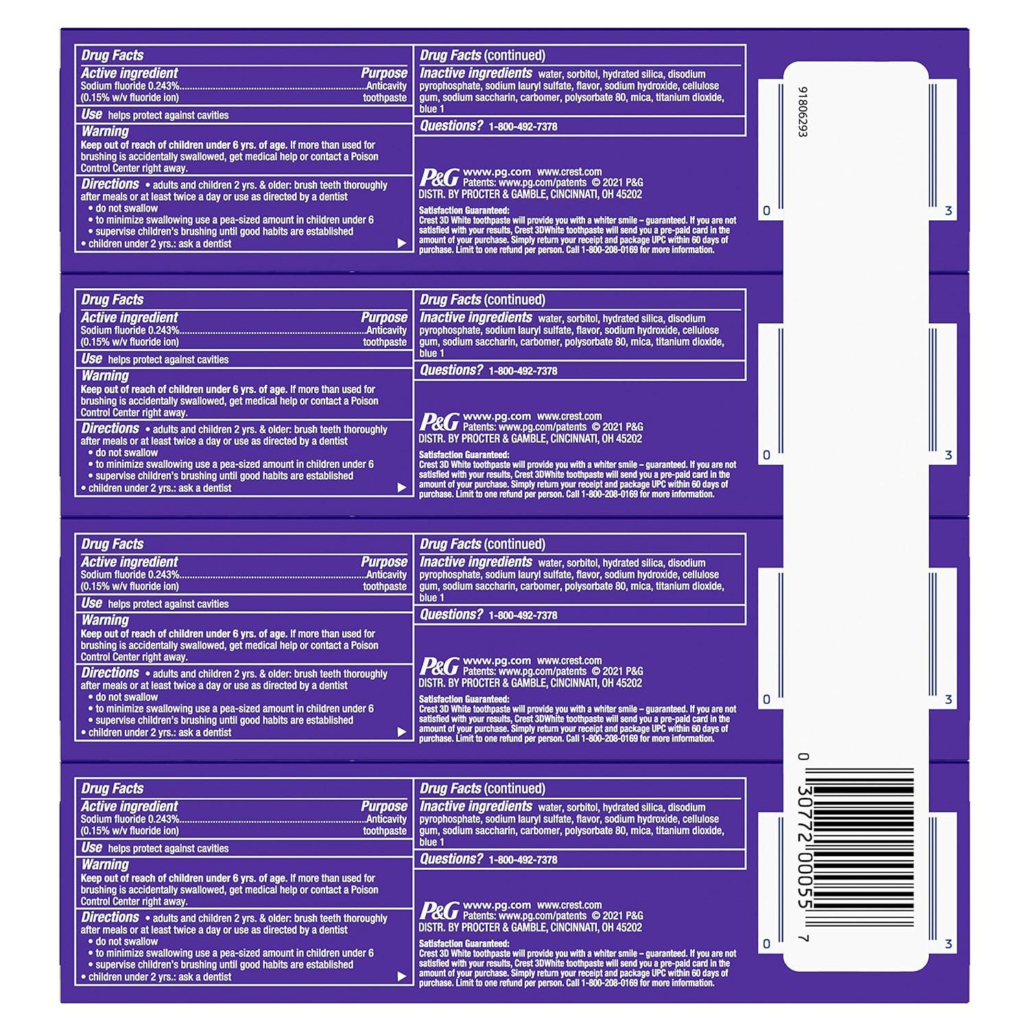 Crest White Intense Whitening Toothpaste Luminous Mint 4-Pack | Buy Now ...