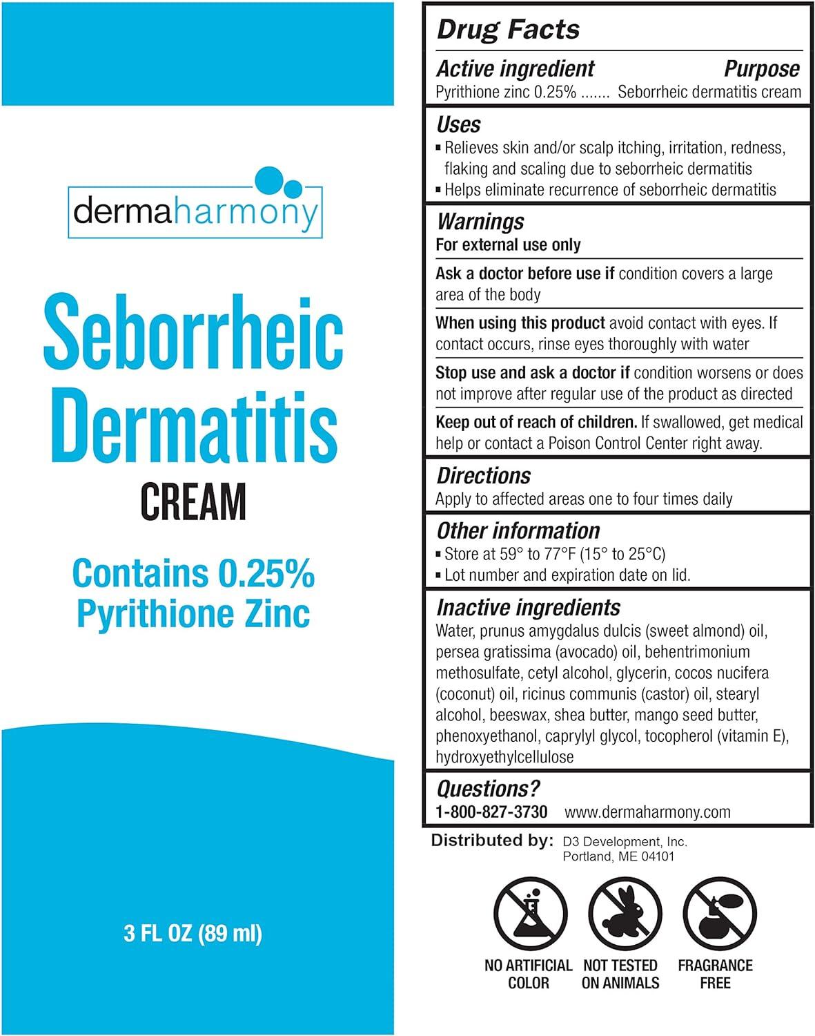 Dermaharmony Seborrheic Dermatitis Cream 3 fl oz - Relieves Skin ...