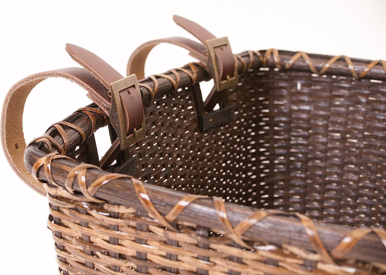 Retrospec Cane Woven Toto Basket with Leather Straps & Brass Buckles ...