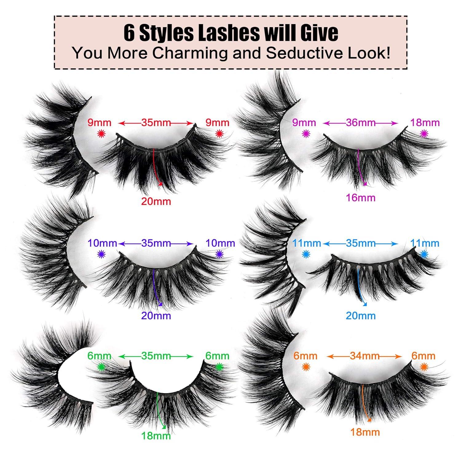 Fanxiton 30 Pairs False Eyelashes Assorted Styles - 20MM Fluffy Volume ...