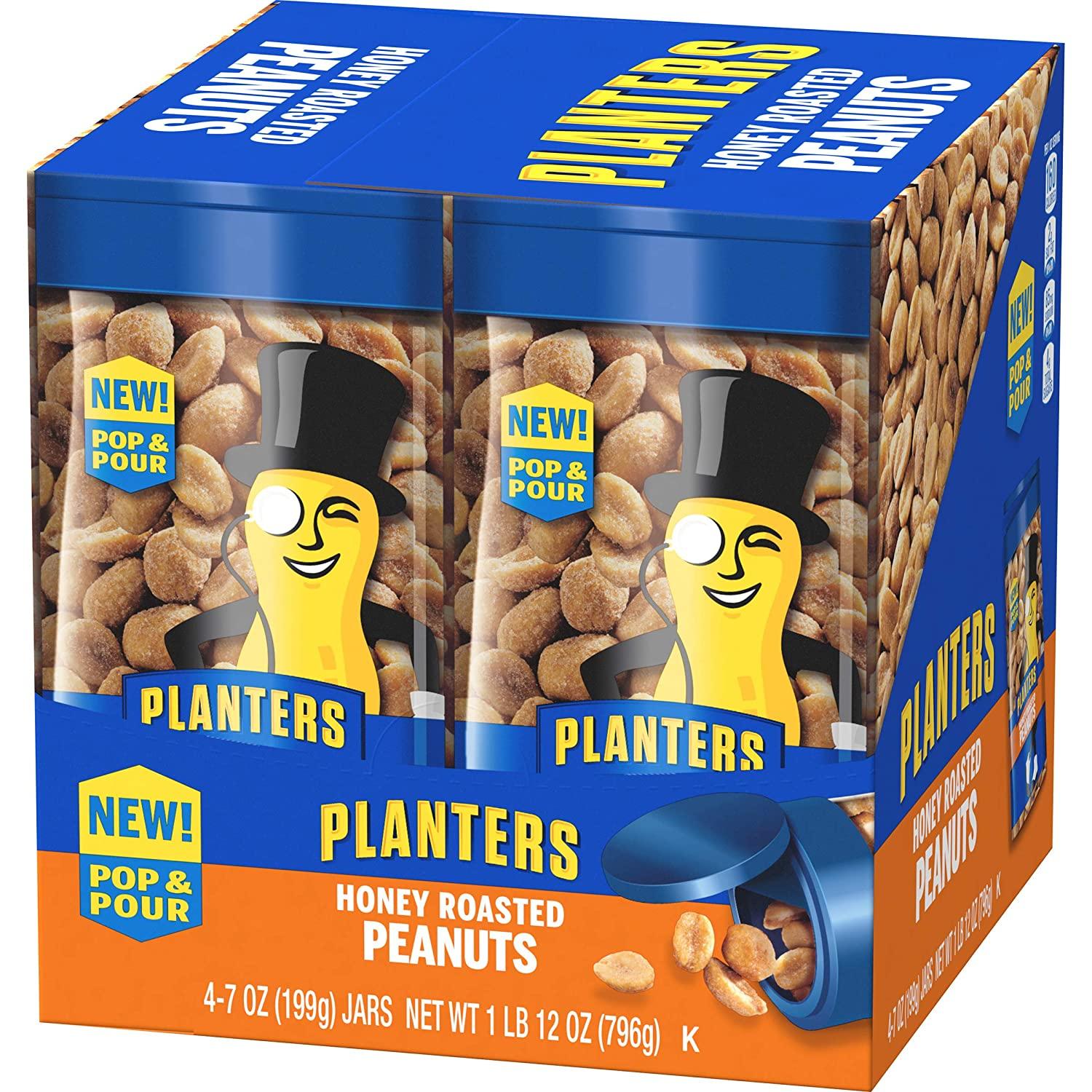 Planters Pop & Pour Honey Roasted Peanuts (4 ct - 7 oz. Jars ...