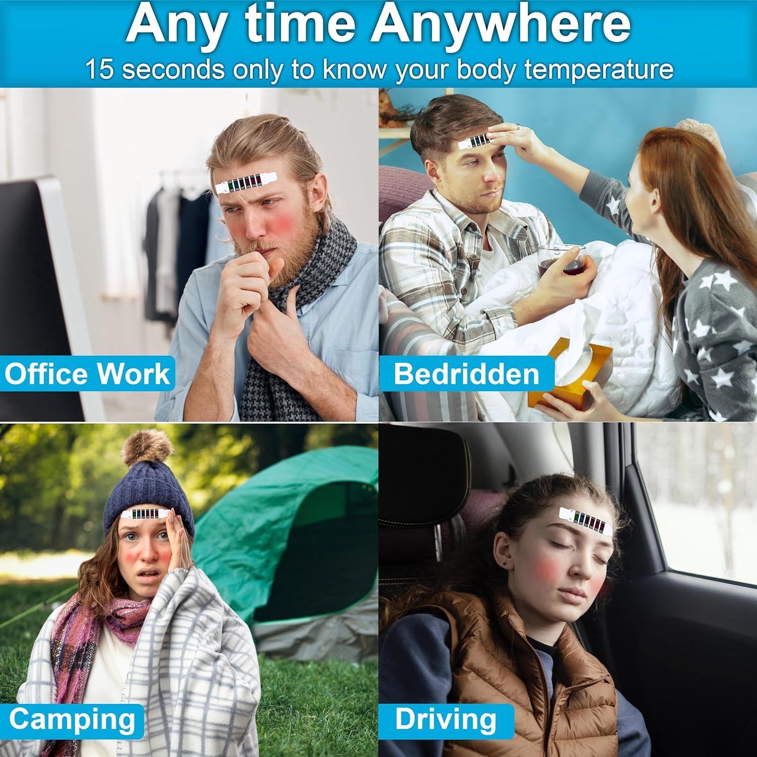 Forehead Head Strip Thermometer Strips Adhesive and Reusable Strips Non ...