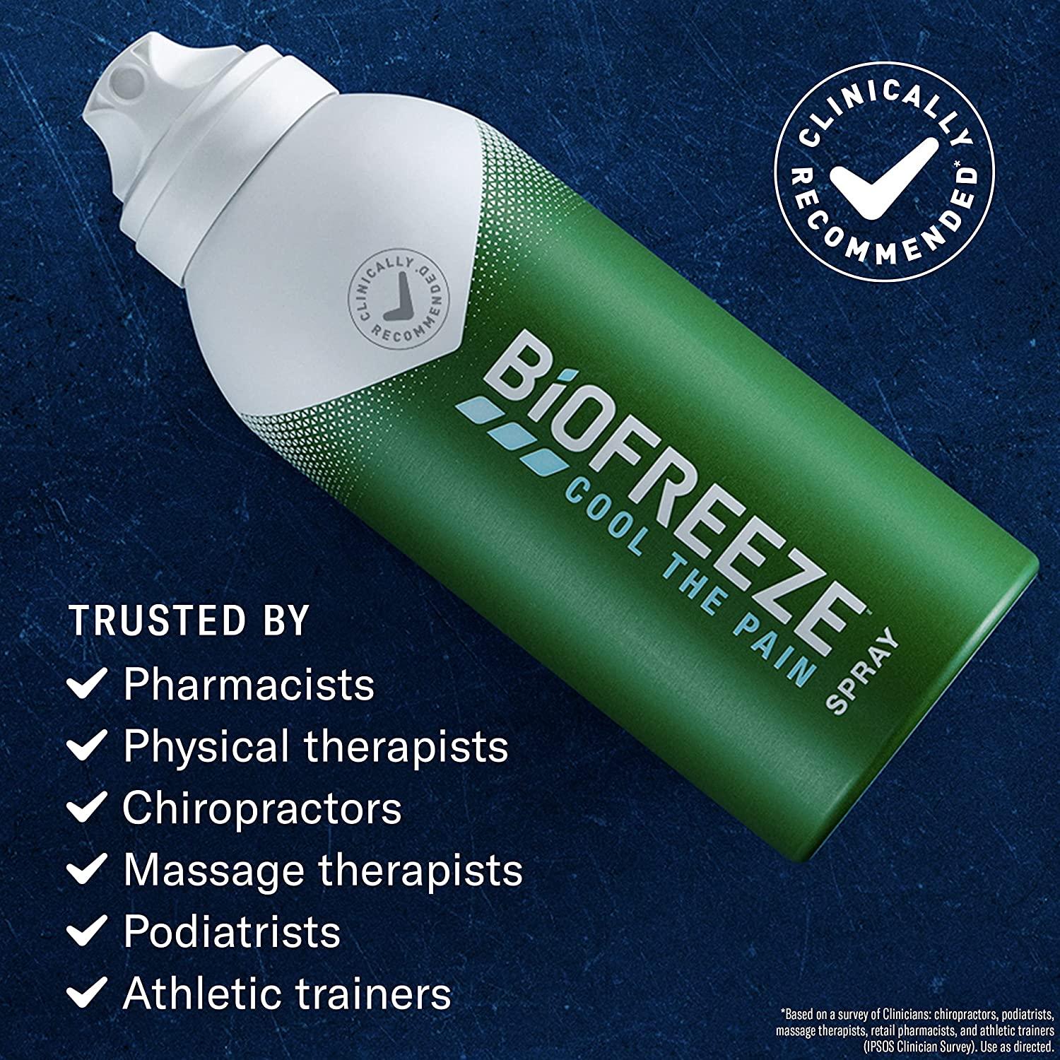 Biofreeze Menthol Pain Relieving Spray 4oz (Pack of 3) for Sore Muscles ...