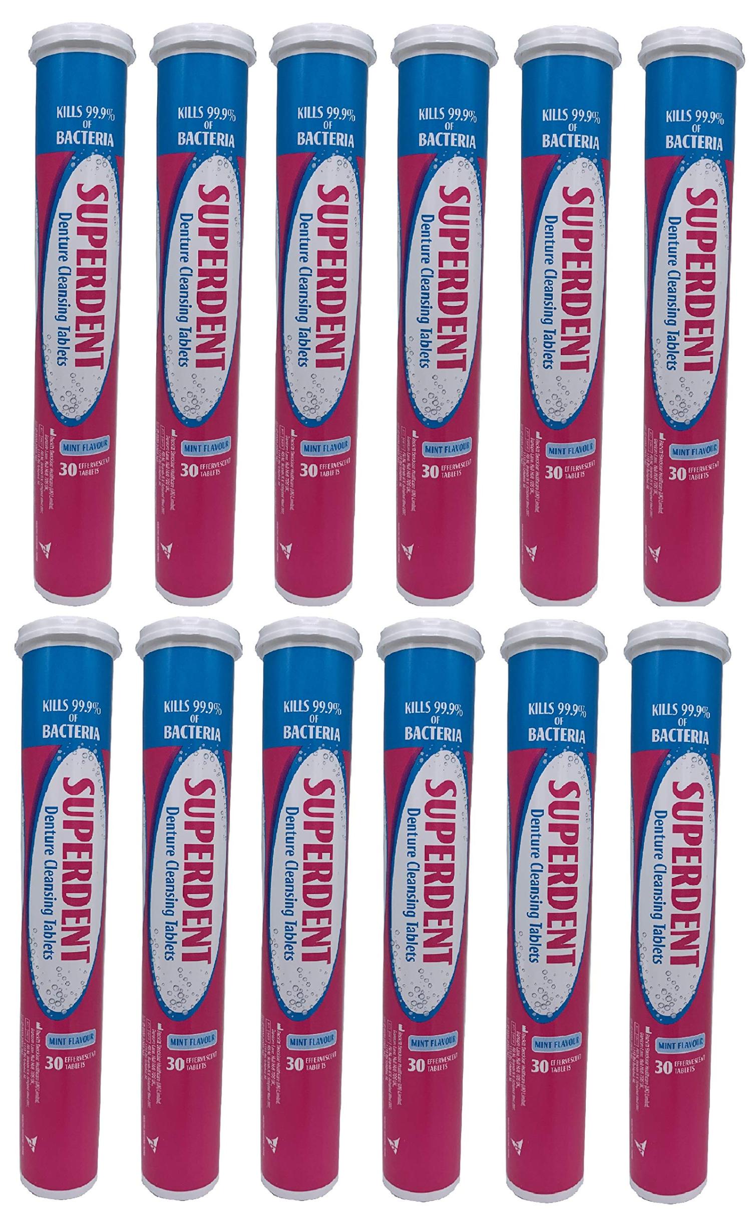 12X SUPERDENT Denture Cleansing Tablets - 360 Effervescent Tablets ...