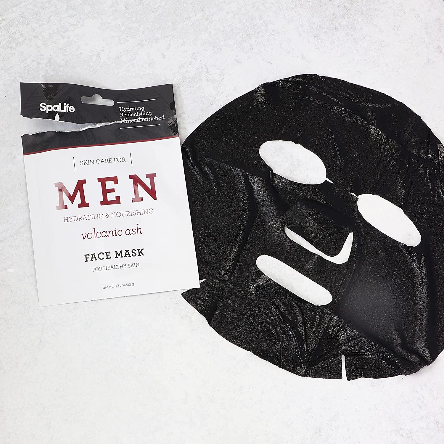 SpaLife Men's Volcanic Ash Facial Masks - Hydrating, Purifying, Anti ...