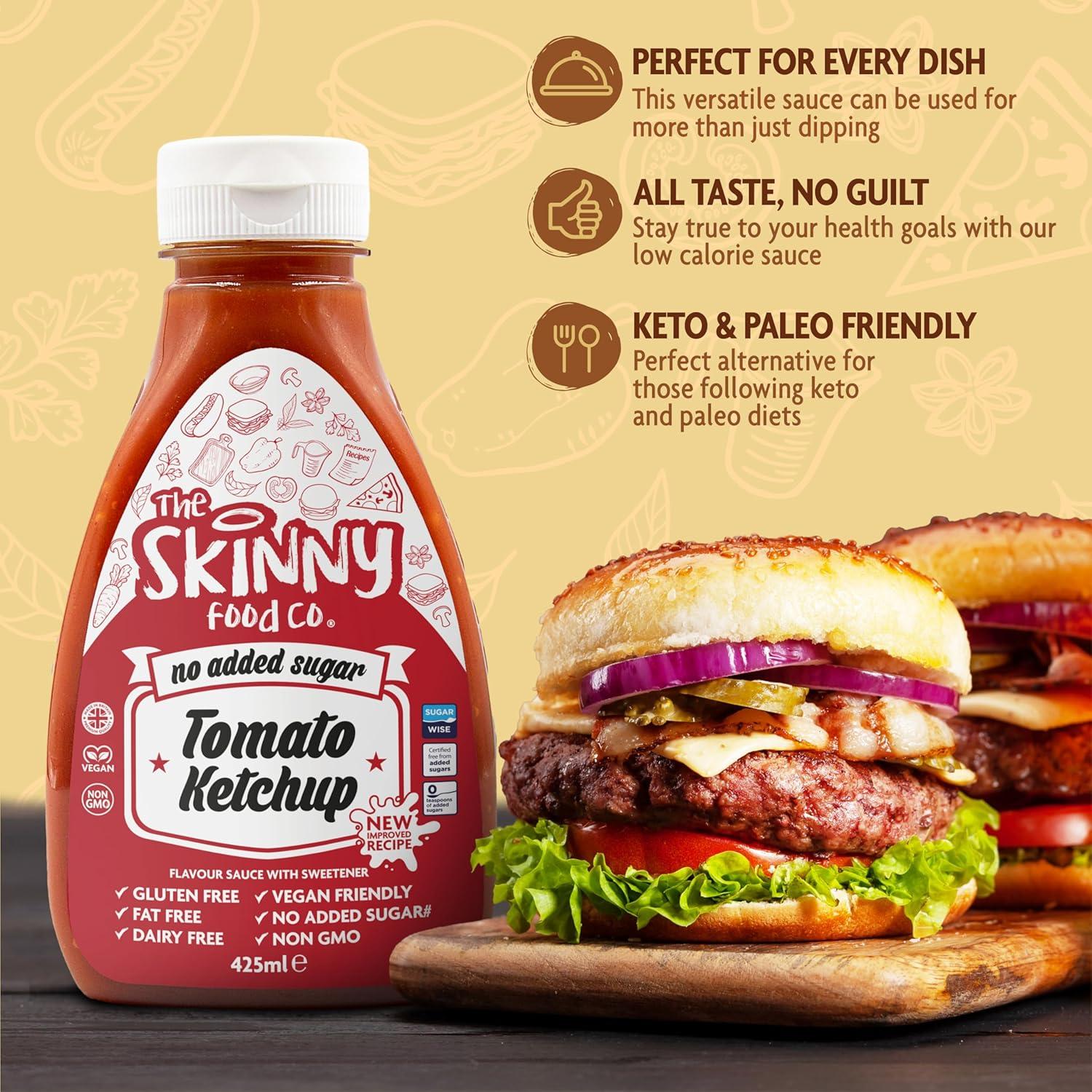 Skinny Food Co Sugar Free Ketchup 425ml - Virtually Zero Calorie Tomato ...