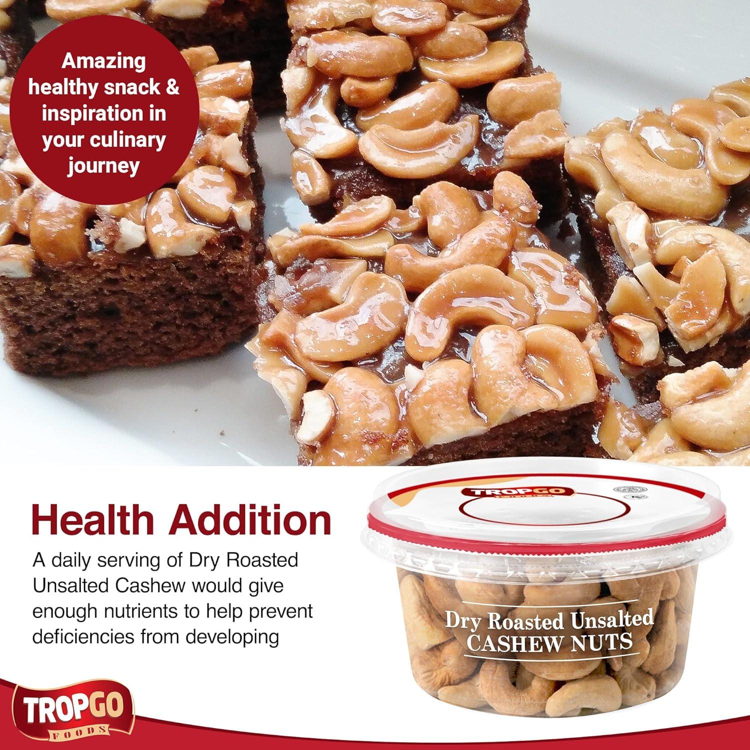 Tropgo Roasted Unsalted Cashews 180g Tub - Cashew Nuts in Resealable ...