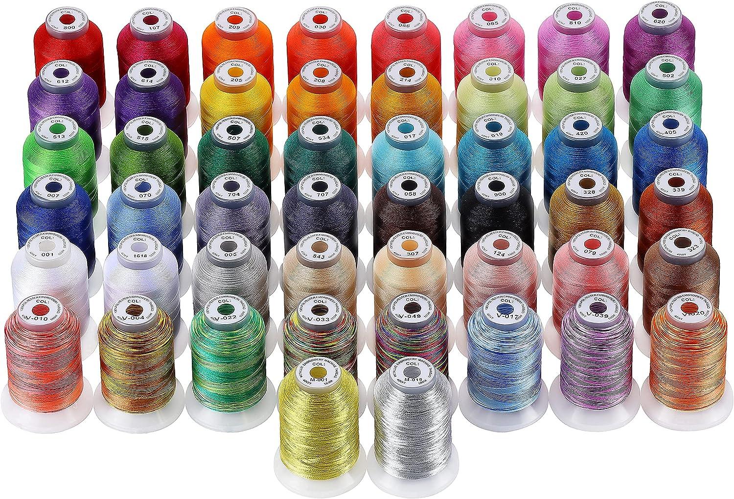 New brothread 50 Spools Embroidery Thread Kit - 40 Brother Colors, 8 ...