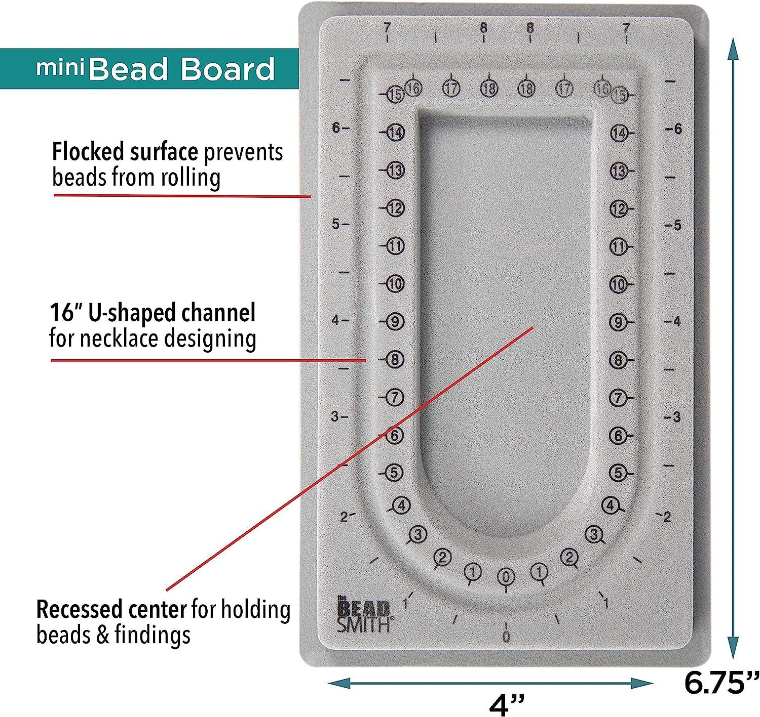 The Beadsmith Mini Bead Board Grey Flocked 16 U-Shaped Channel 4 x 6.75 ...