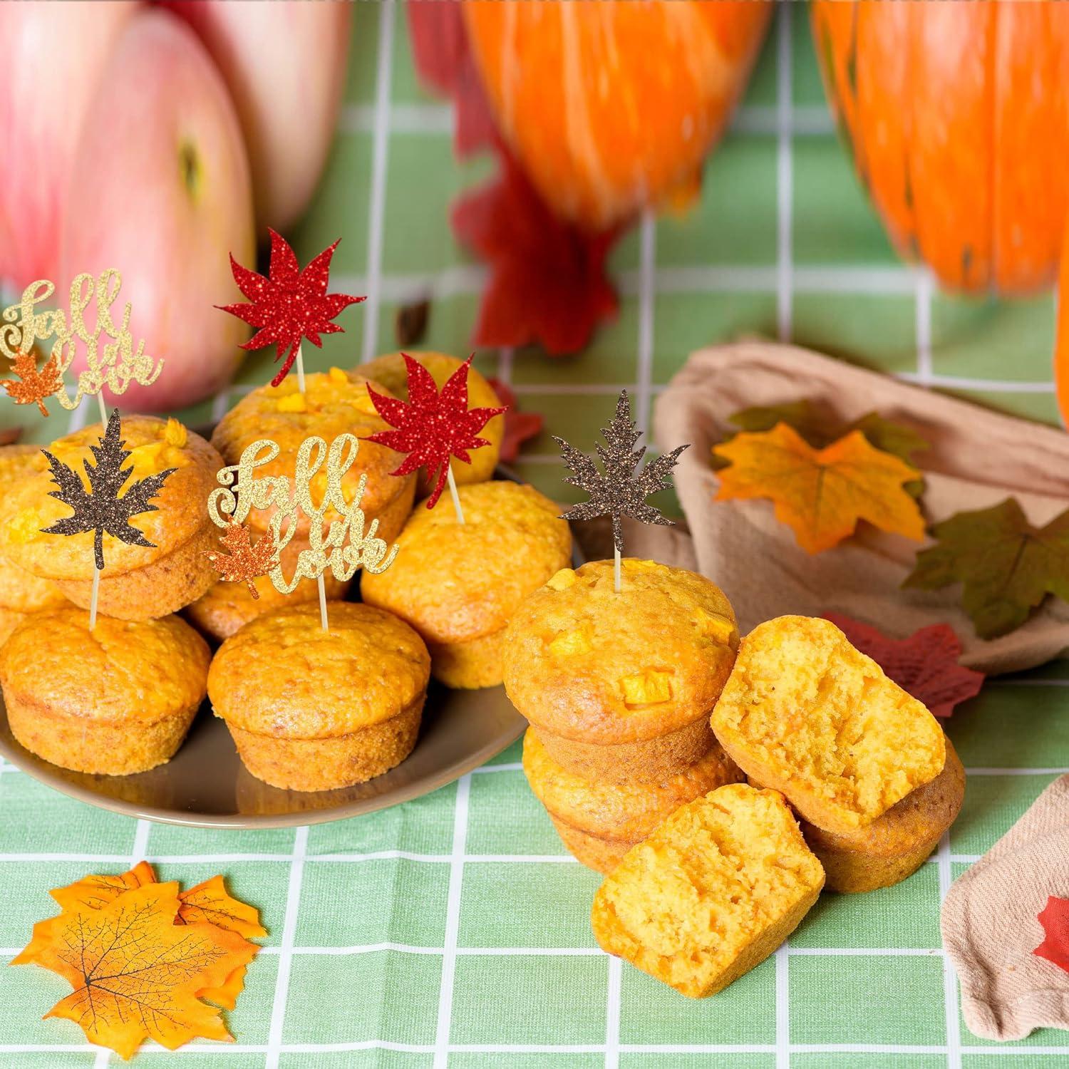 Gyufise 24Pcs Fall in Love Cupcake Toppers with Maple Fall Wedding ...
