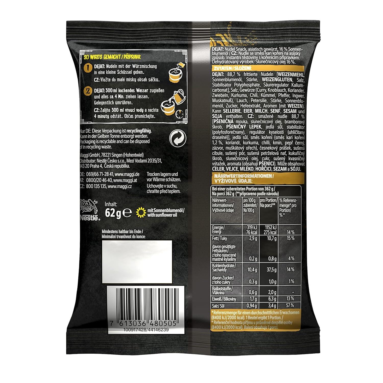 MAGGI Magic Asia Instant Noodle Snack Curry - 12 Pack (12 x 62g ...