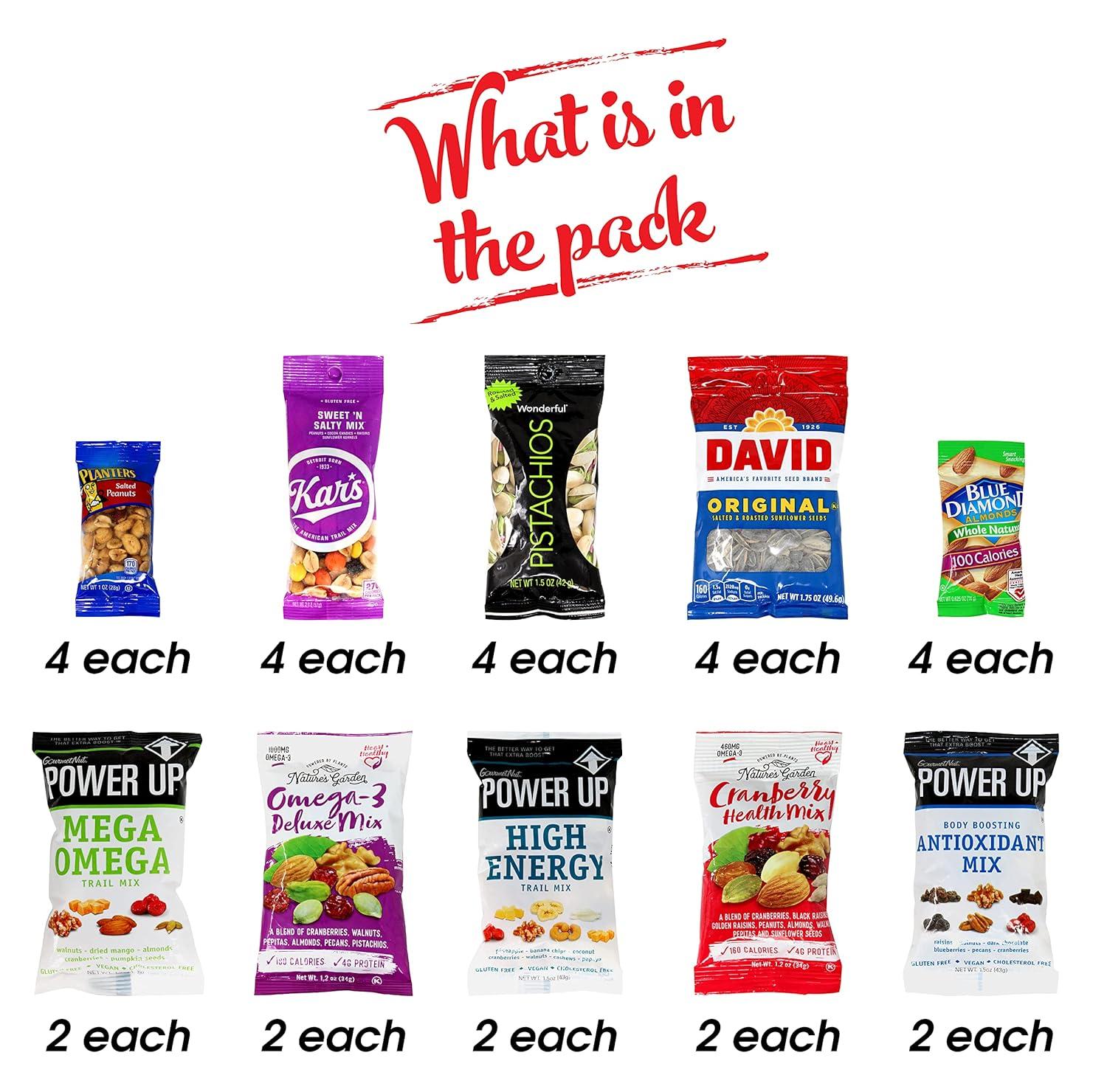 30 Packets Mixed Nuts Variety Pack | Trail Mix & Snack Assortment ...
