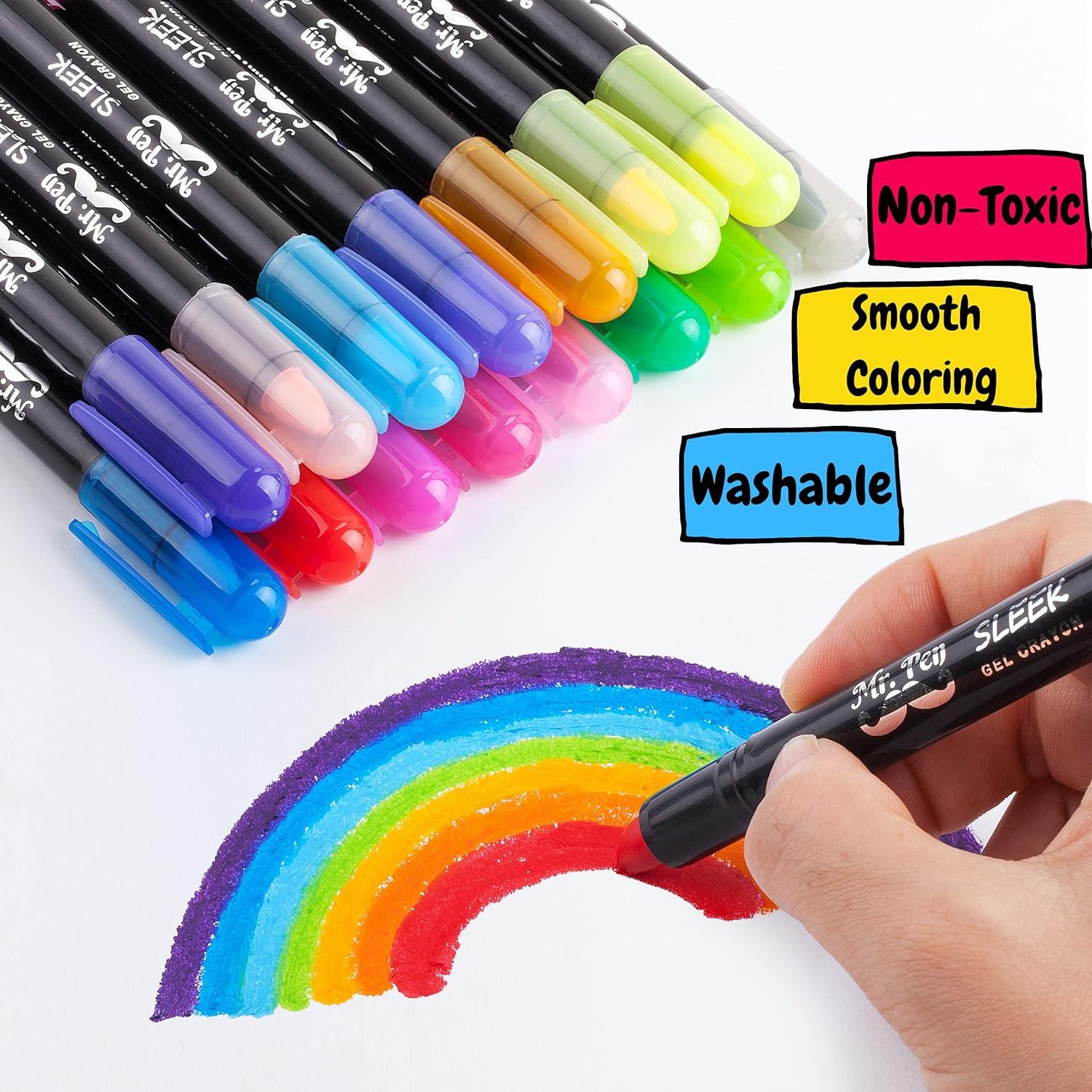 Mr. Pen Washable Gel Crayons 20 Pack - Non-Toxic Twistable Silky Colors ...