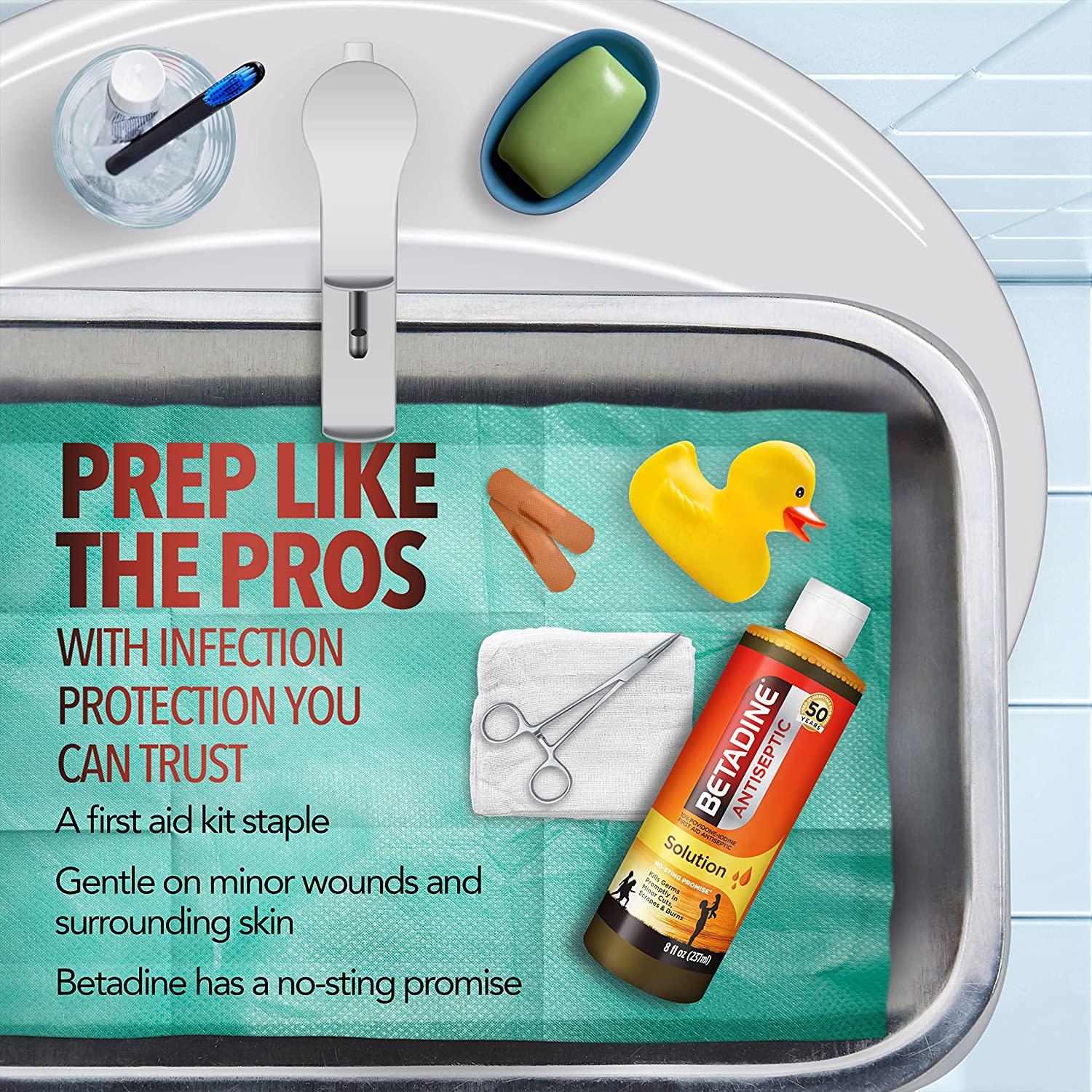 Betadine First Aid Solution 8oz Povidone Iodine Antiseptic - No-Sting ...