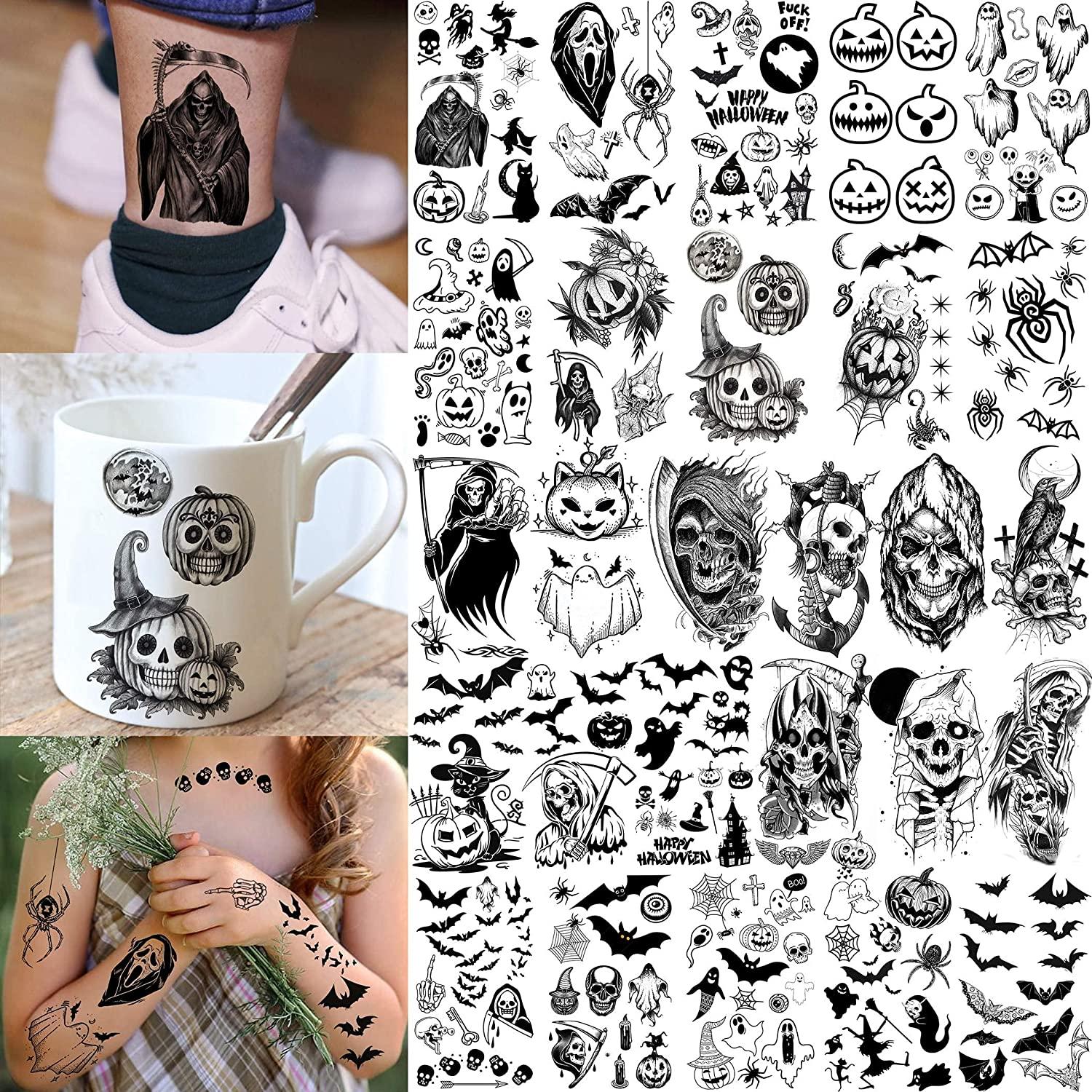 Halloween Temporary Tattoos - 52 Sheets for Kids and Adults | Scary 3D ...