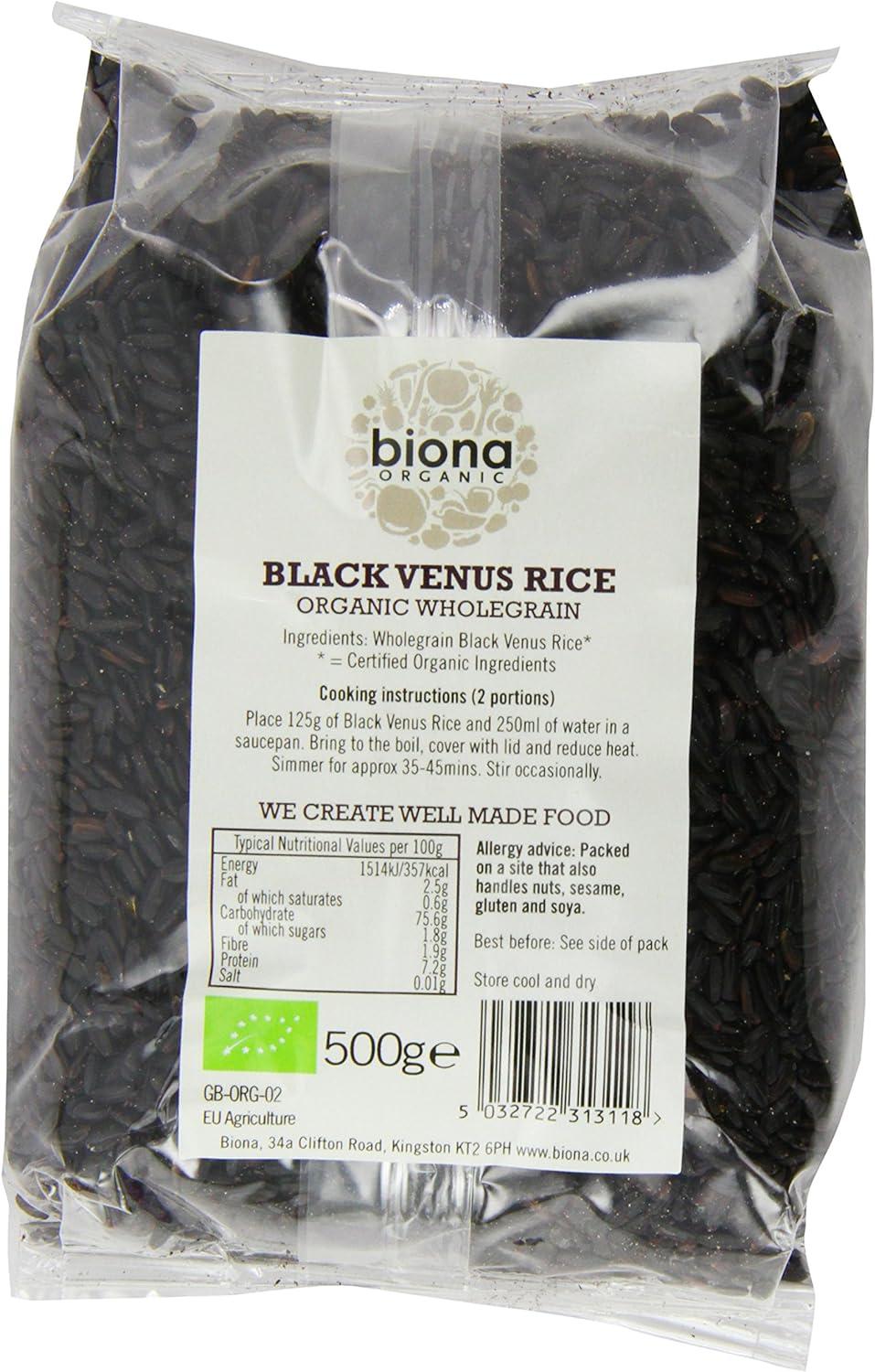 Biona Organic Black Venus Rice 500g - Premium Quality | Non-GMO ...
